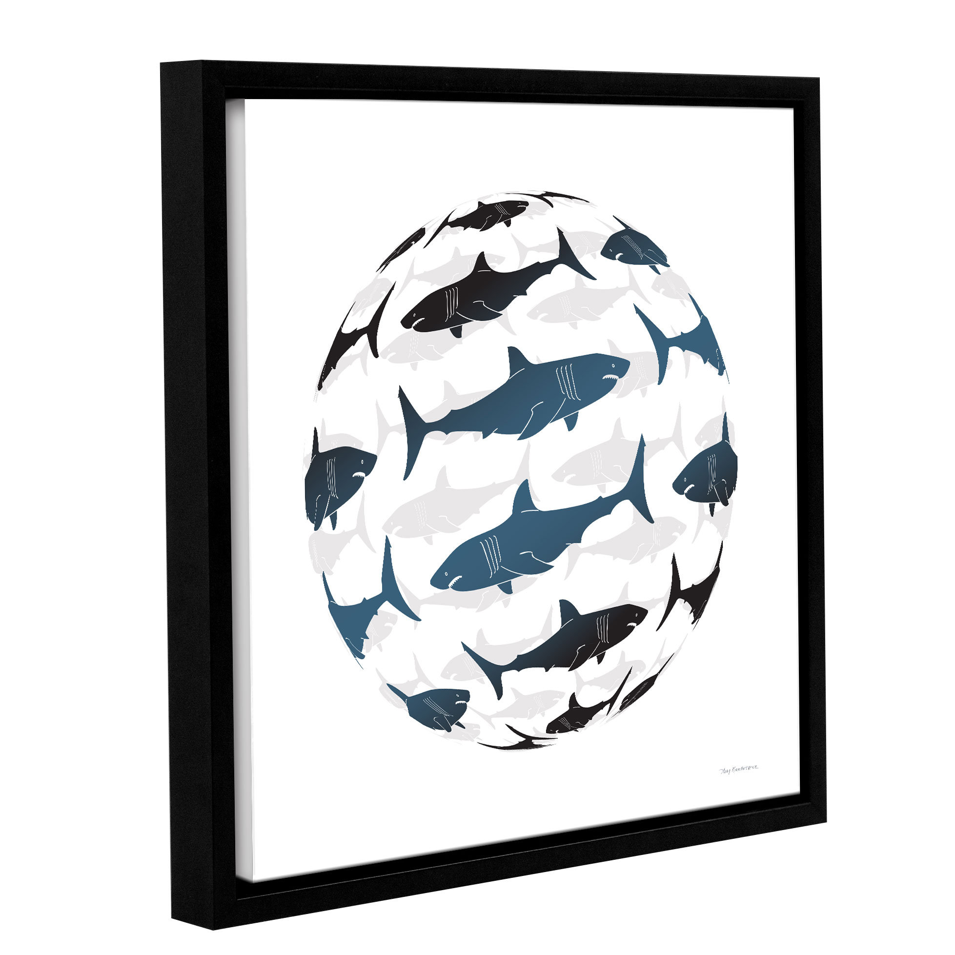 Harriet Bee Avera Shark Graphic Art on Canvas | Wayfair