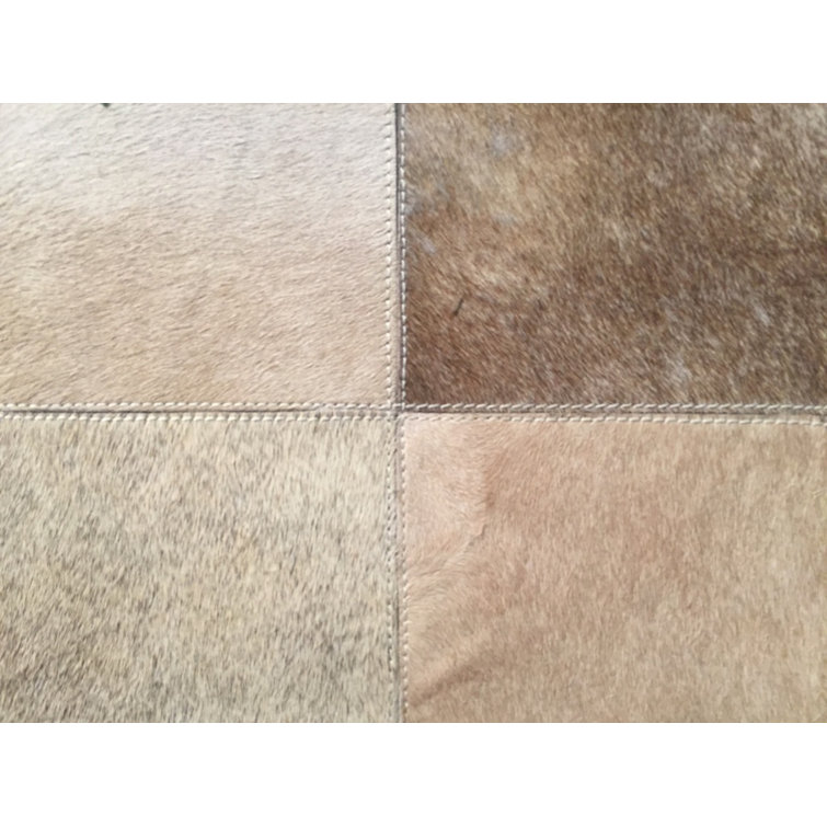 Alder & Tweed Felix Large Leather Ottoman in Frosted Hide | Perigold