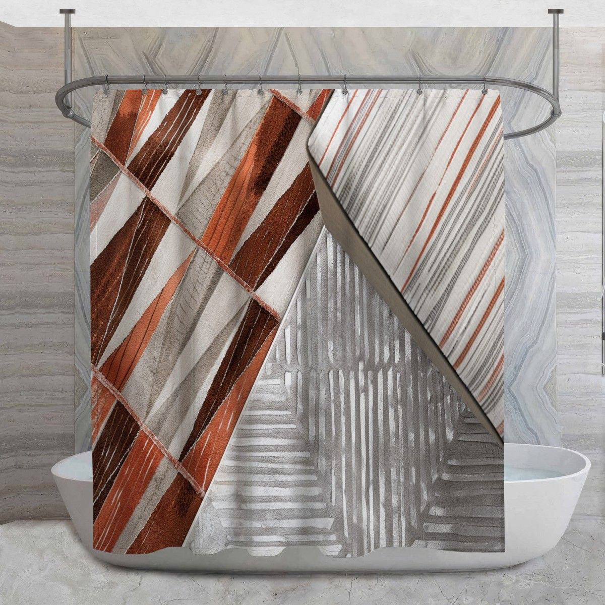 East Urban Home Striped Cubes Shower Curtain - Cool pattern Bathroom ...