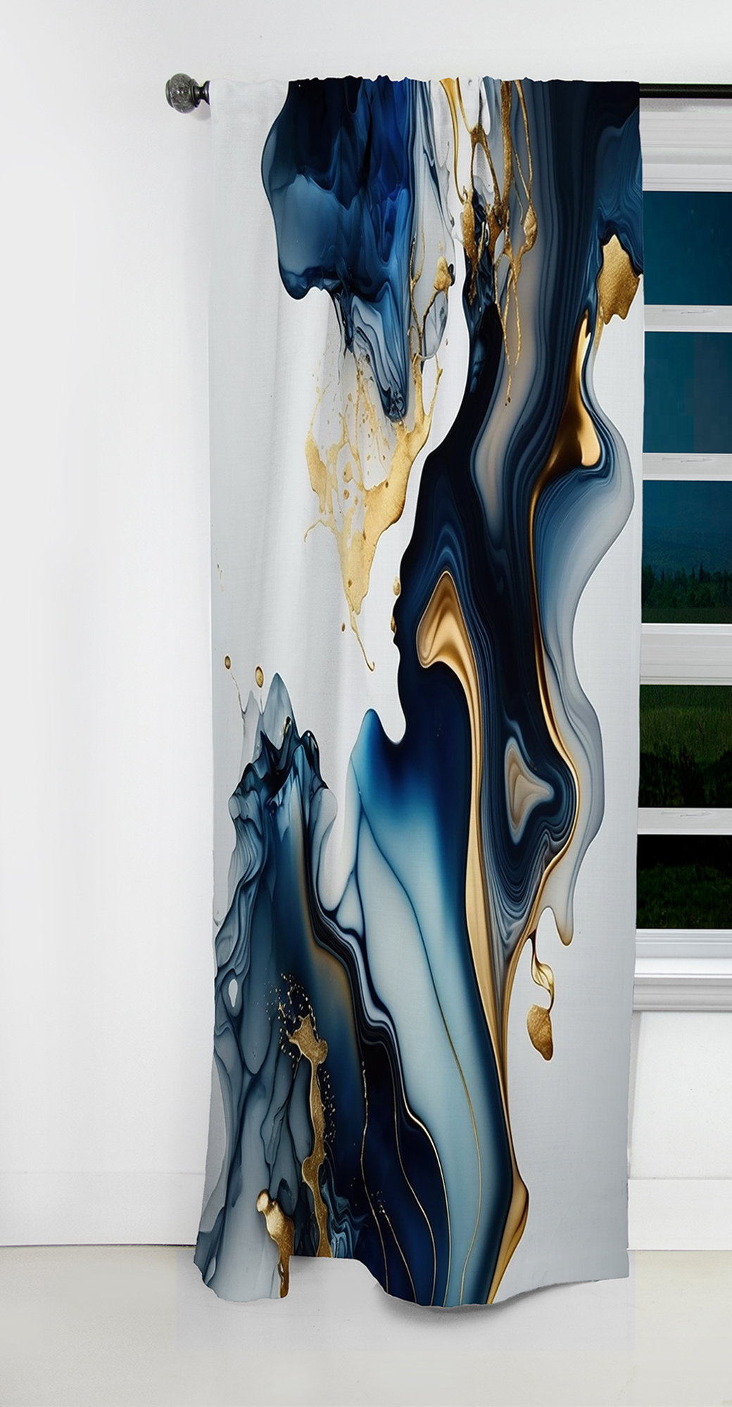Design Art Abstract Geode Marble Blue I - Abstract Marble Curtain ...