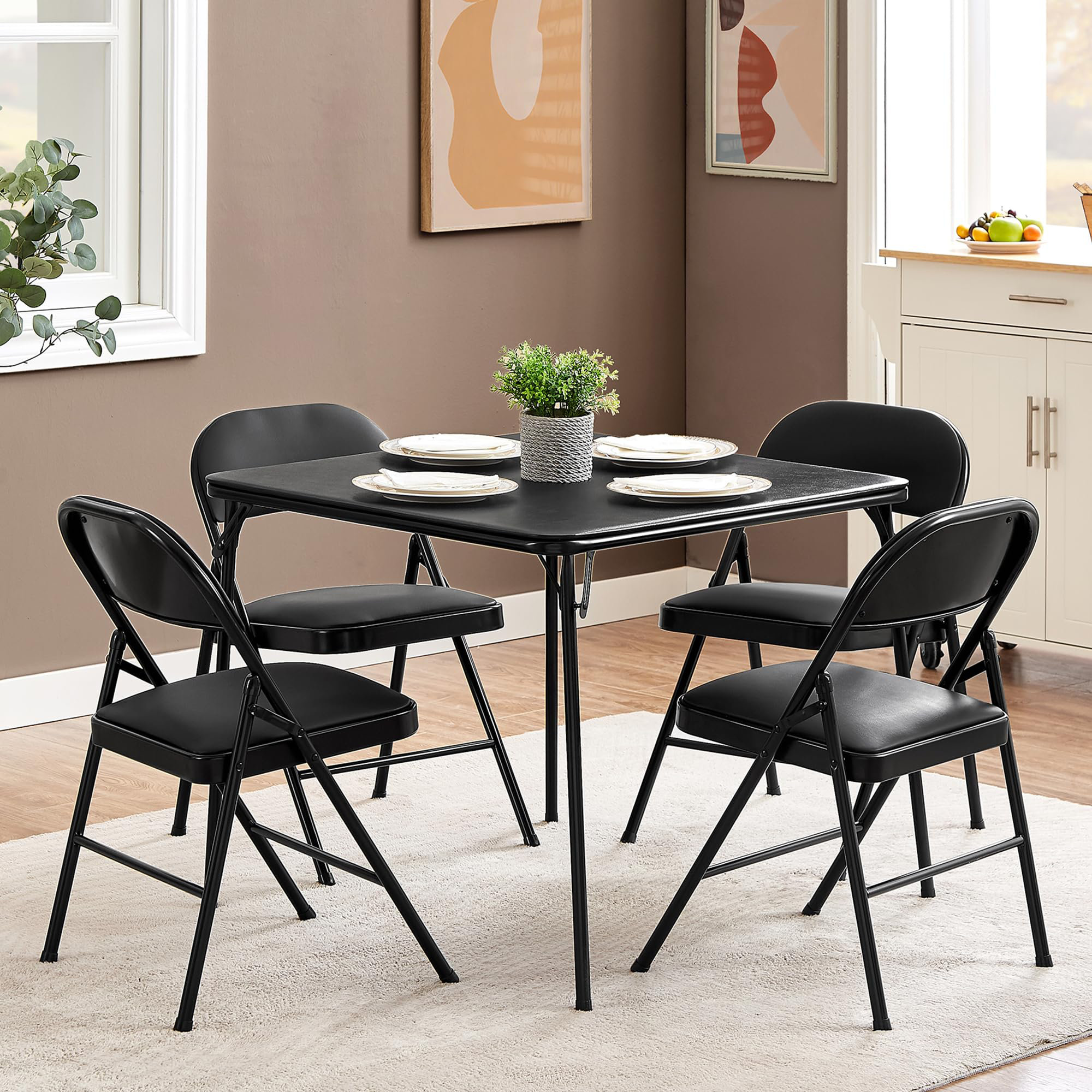 Latitude Run® Portable Folding 5-Piece Card Table & Chair Set, Heavy ...