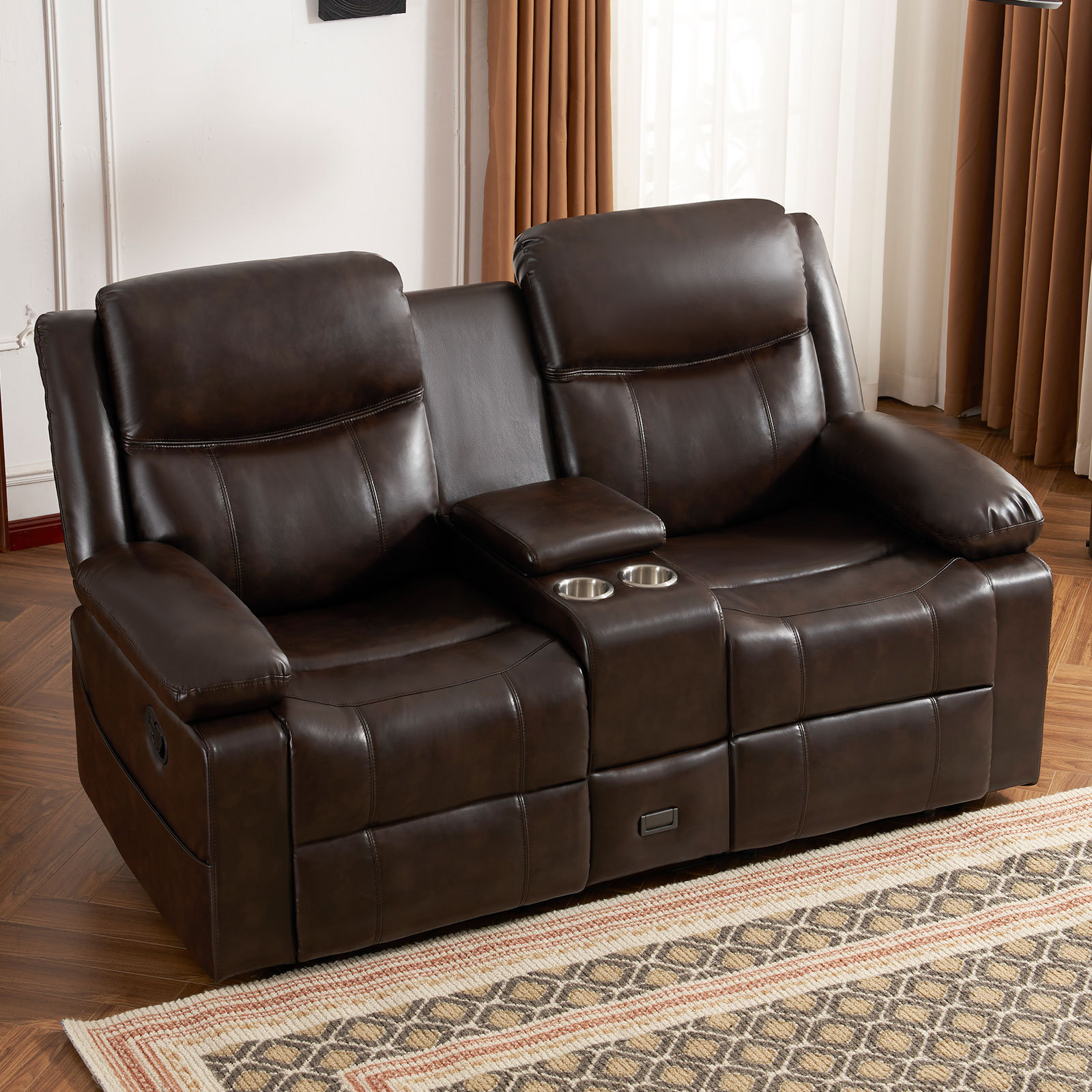 Latitude Run® Power Brano Sofa ,Manual Double Recliner With Massage ...