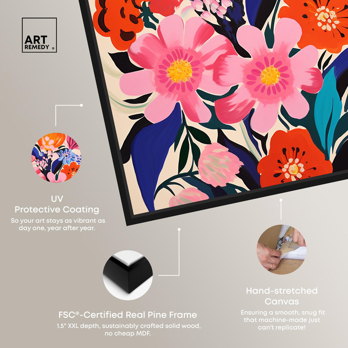 Art Remedy Very Vibrant Flowers Canvas Maximalist Flower Art by Art ...