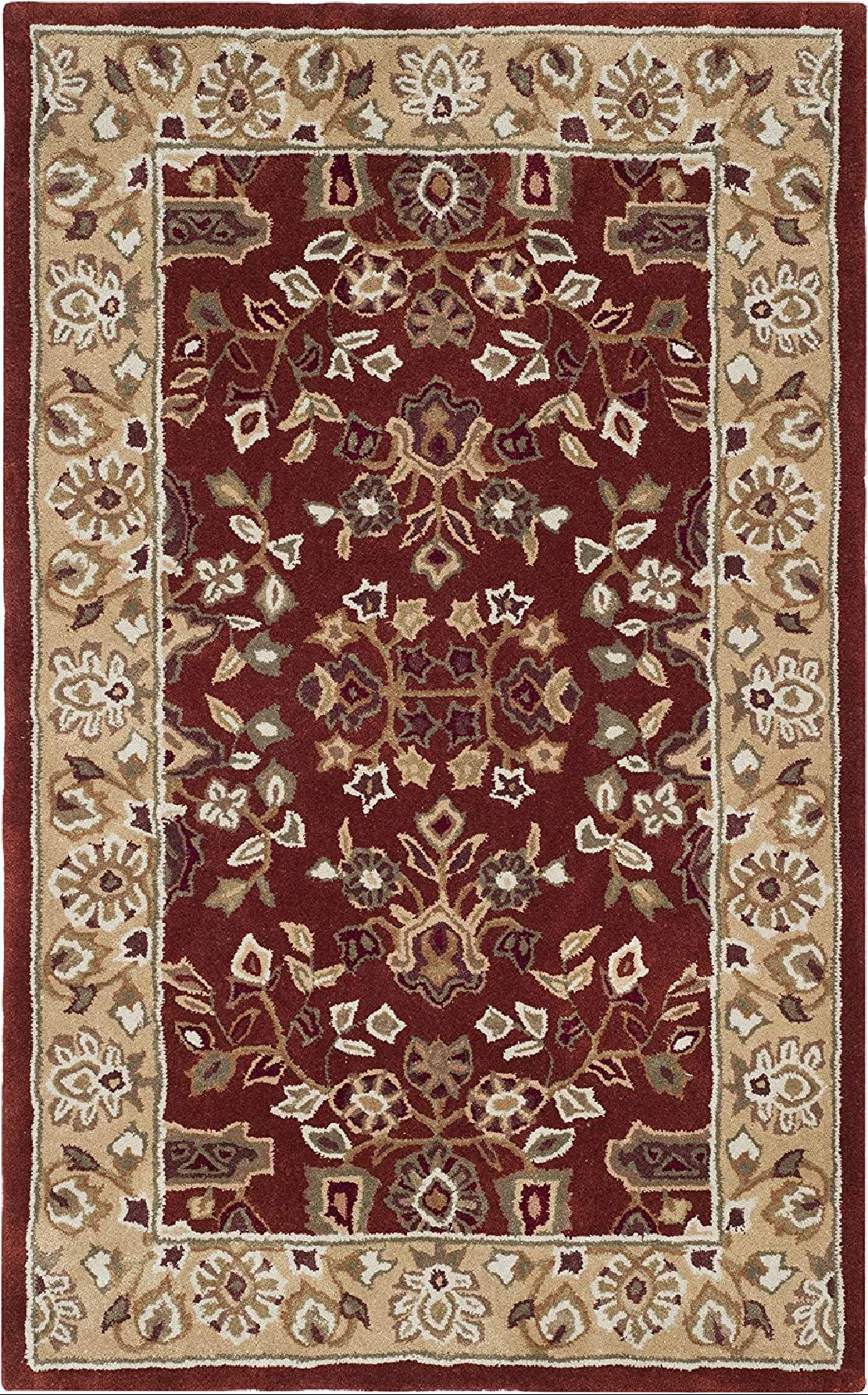 Charlton Home Area Rug._Rust / Green_Floral | Wayfair