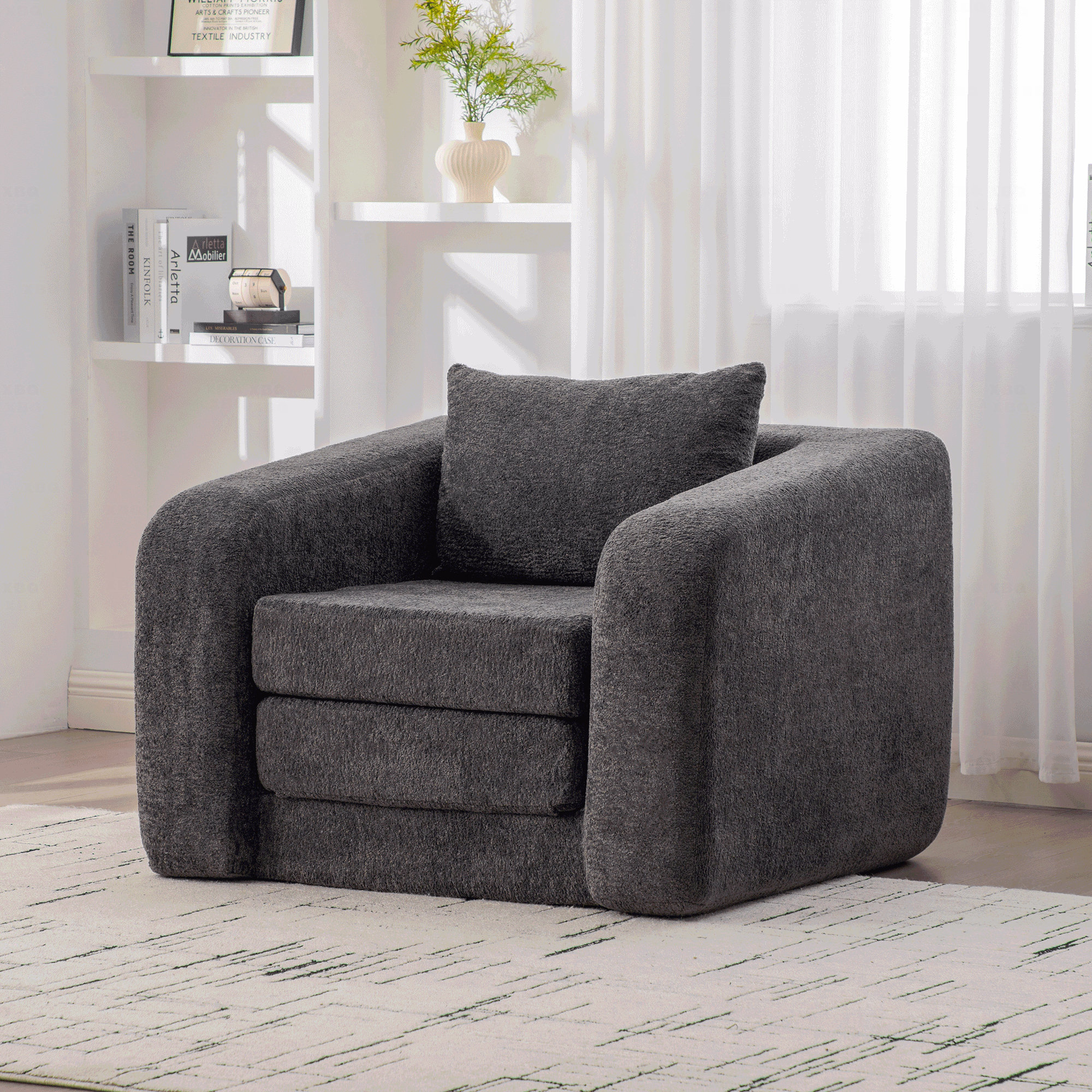 Wrought Studio 40" Foldable Function Single Sofa Bed With Armrest ...