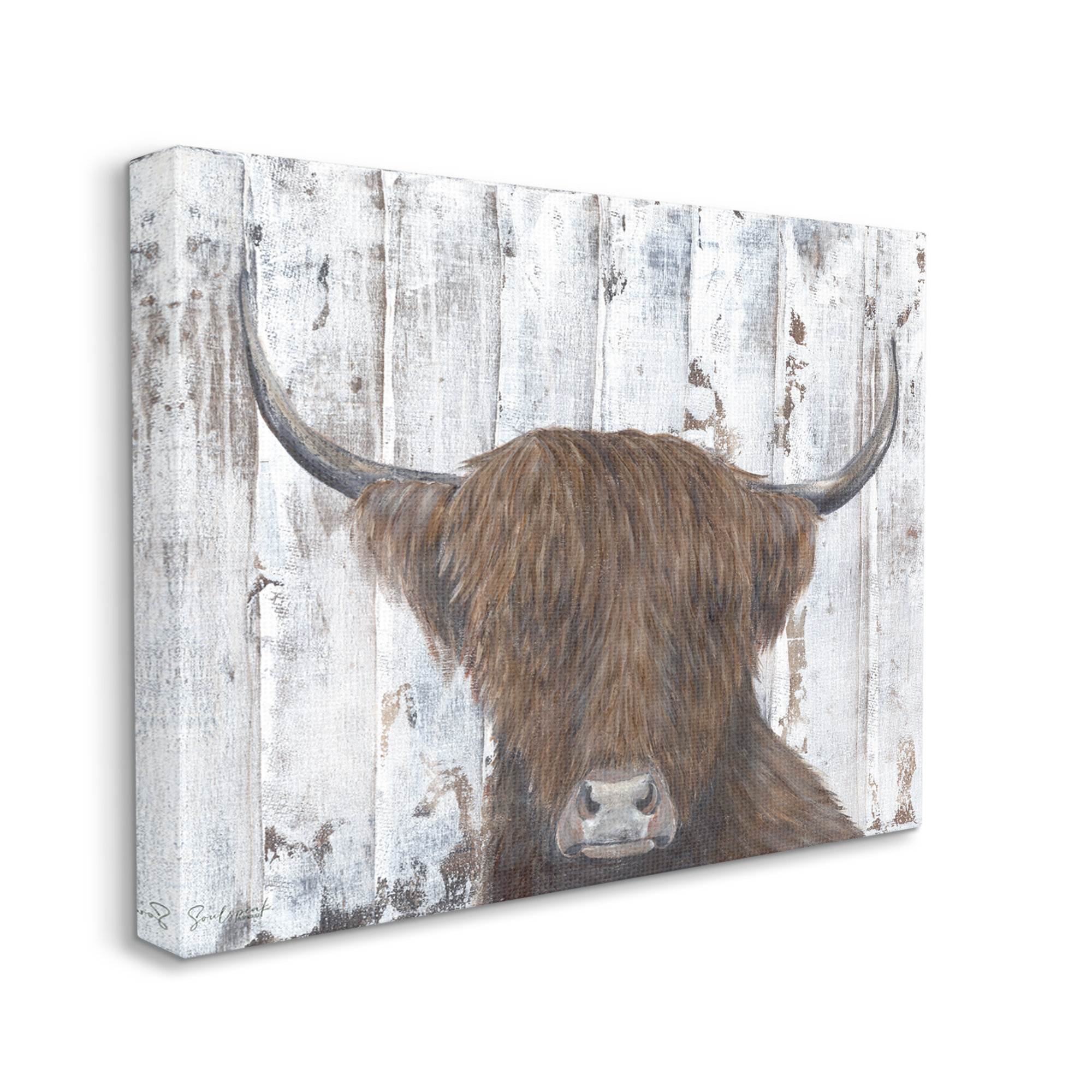 Stupell Industries Country Rustic Highland Cattle Portrait Canvas Wall ...