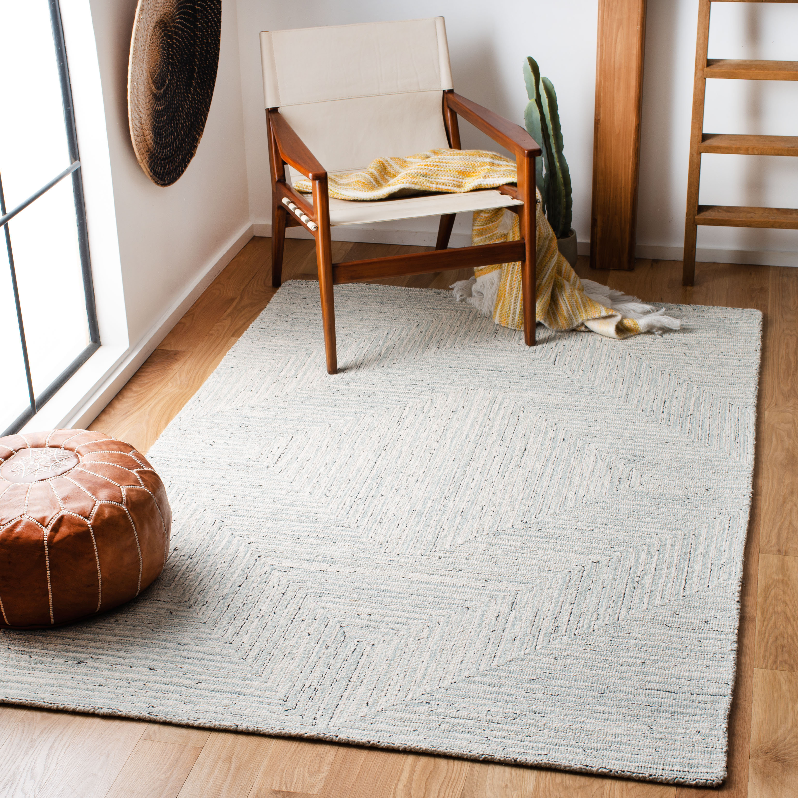 Union Rustic Stuttgart Hand Tufted Wool/Cotton Geometric Rug in Light ...