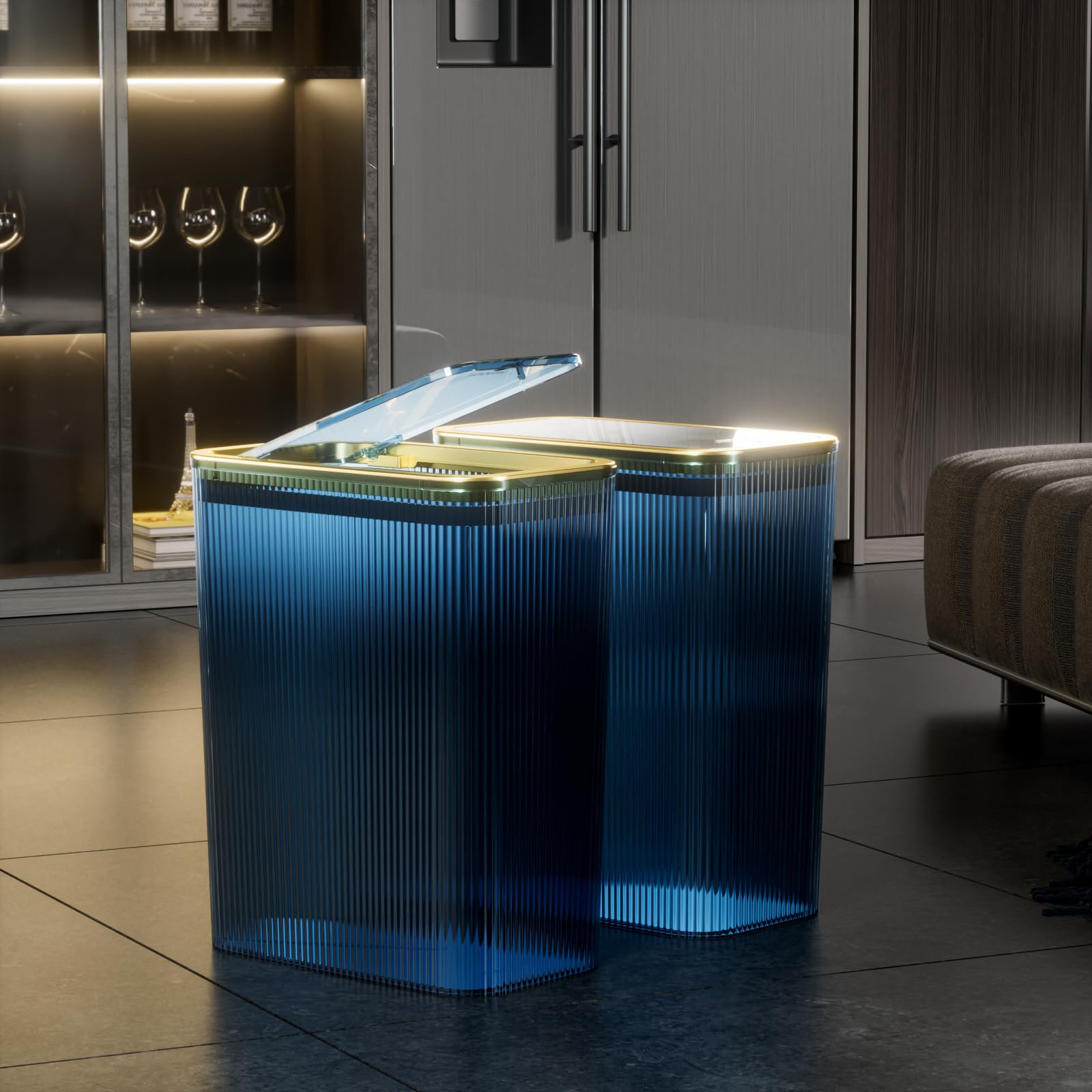 FEIYAN 2 Pack Small Trash Can With Lid, 10L/2.6Gal Bathroom Garbage Can ...