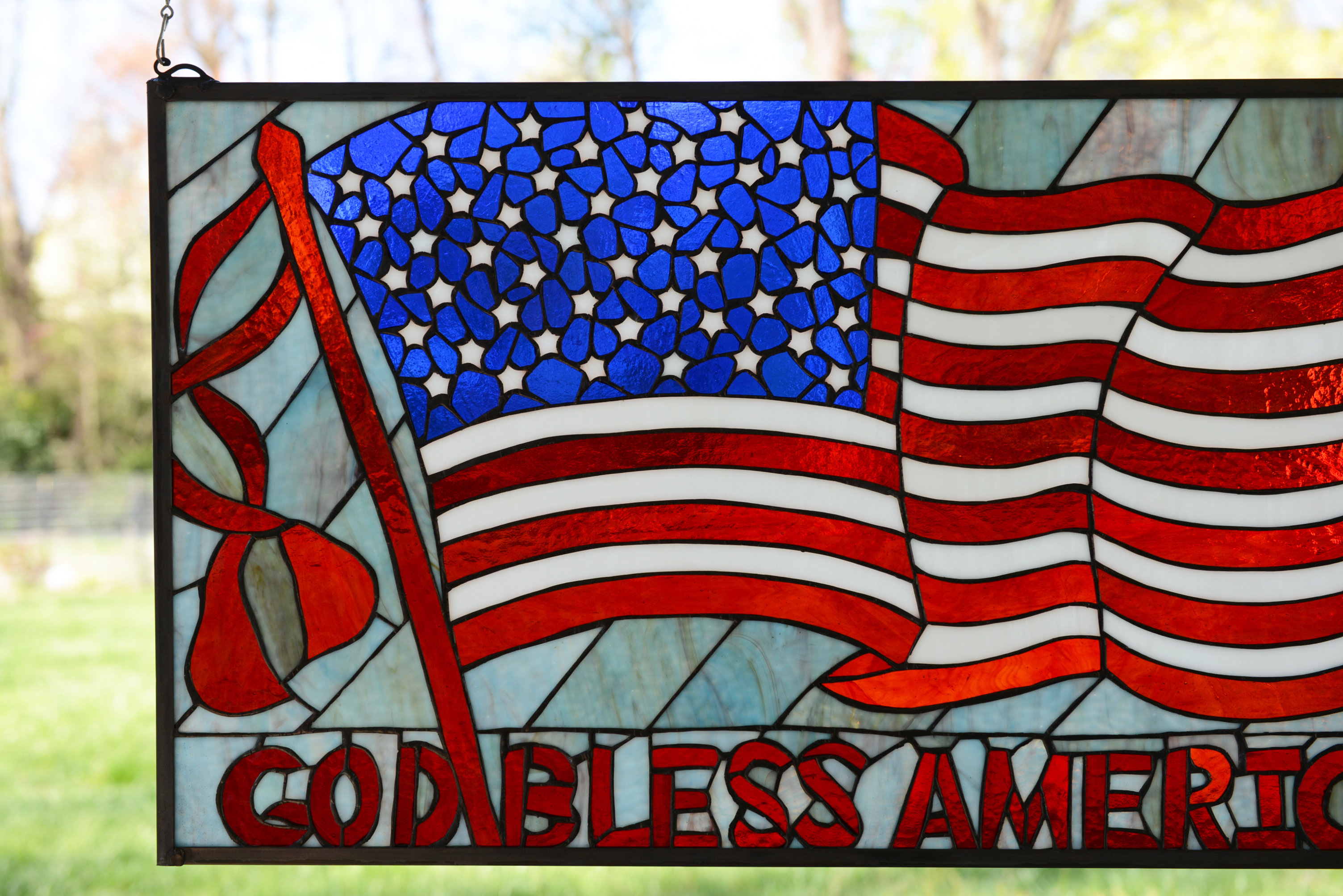 American Flag Stained Glass Window Panel