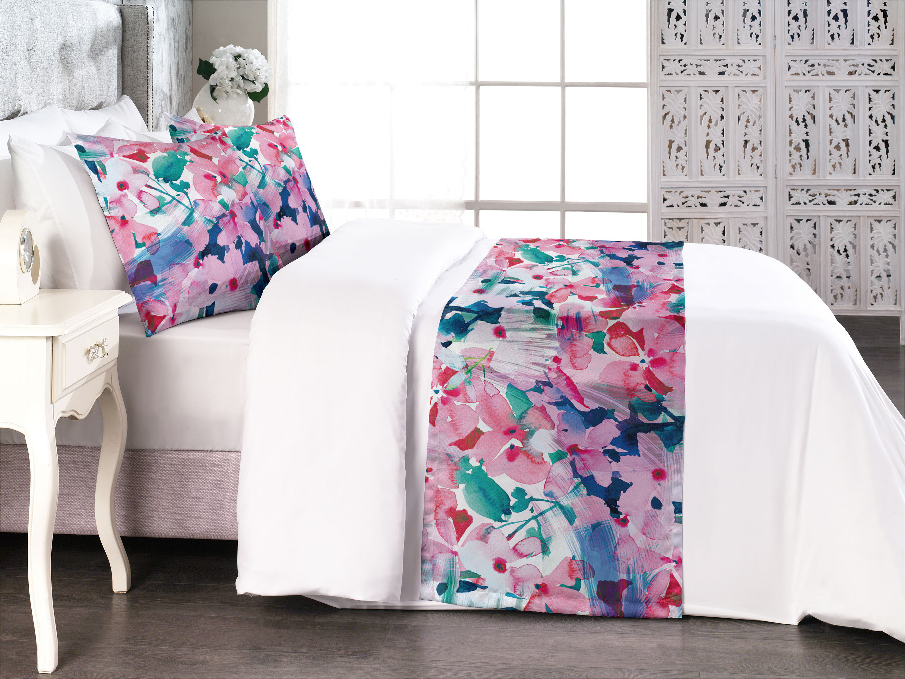 Ambesonne Japanese Vibes Bed Runner Set Sakura Artwork Boho Pale Pink ...