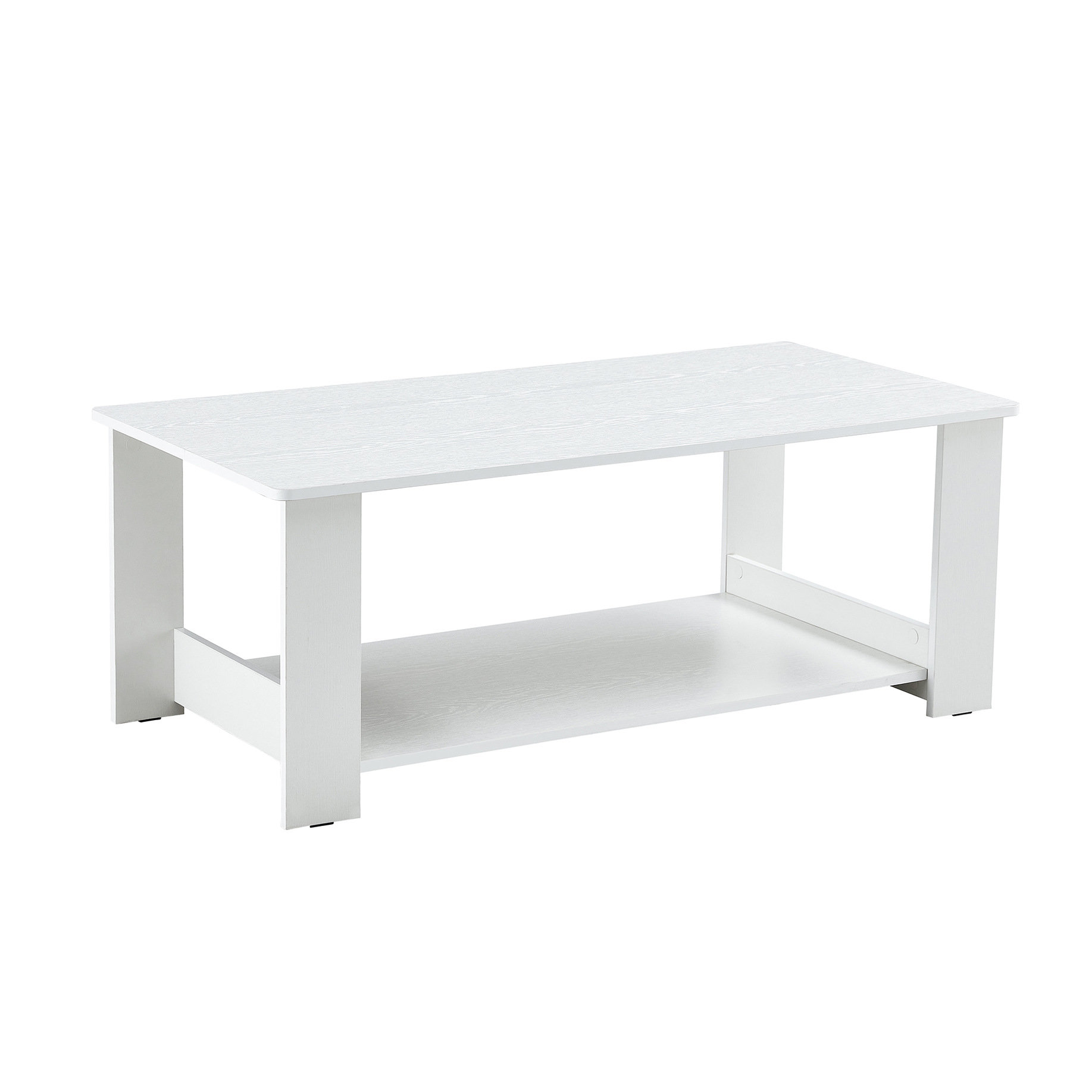 Ebern Designs Double Layered Coffee Table In White, Enhancing Look Of ...