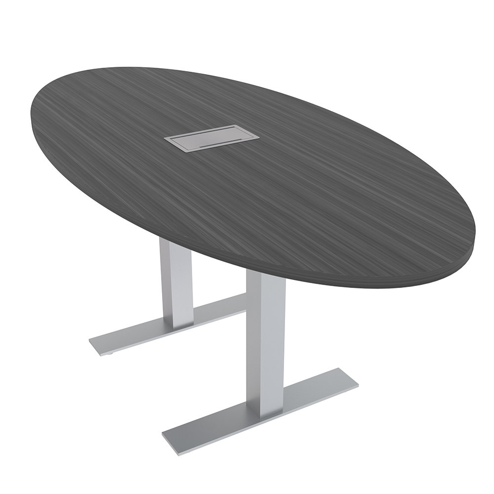Inbox Zero Oval Shaped Conference Room Table with T Bases and Power and ...
