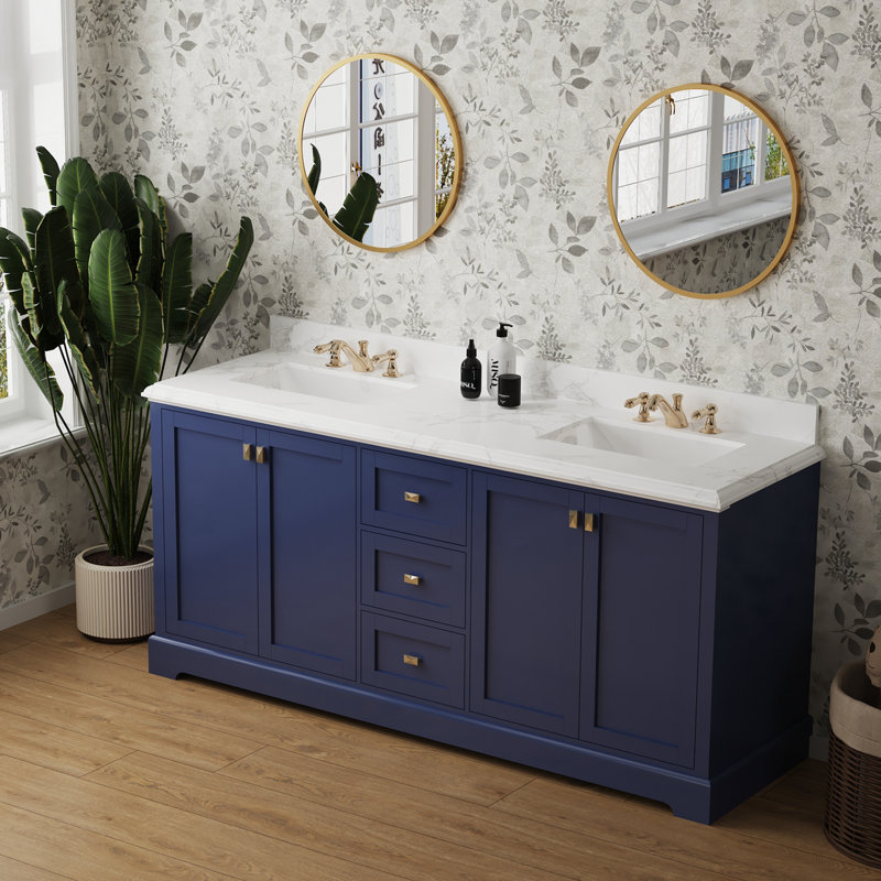 Hokku Designs Omunique 72.59'' Double Bathroom Vanity with Marble Top ...