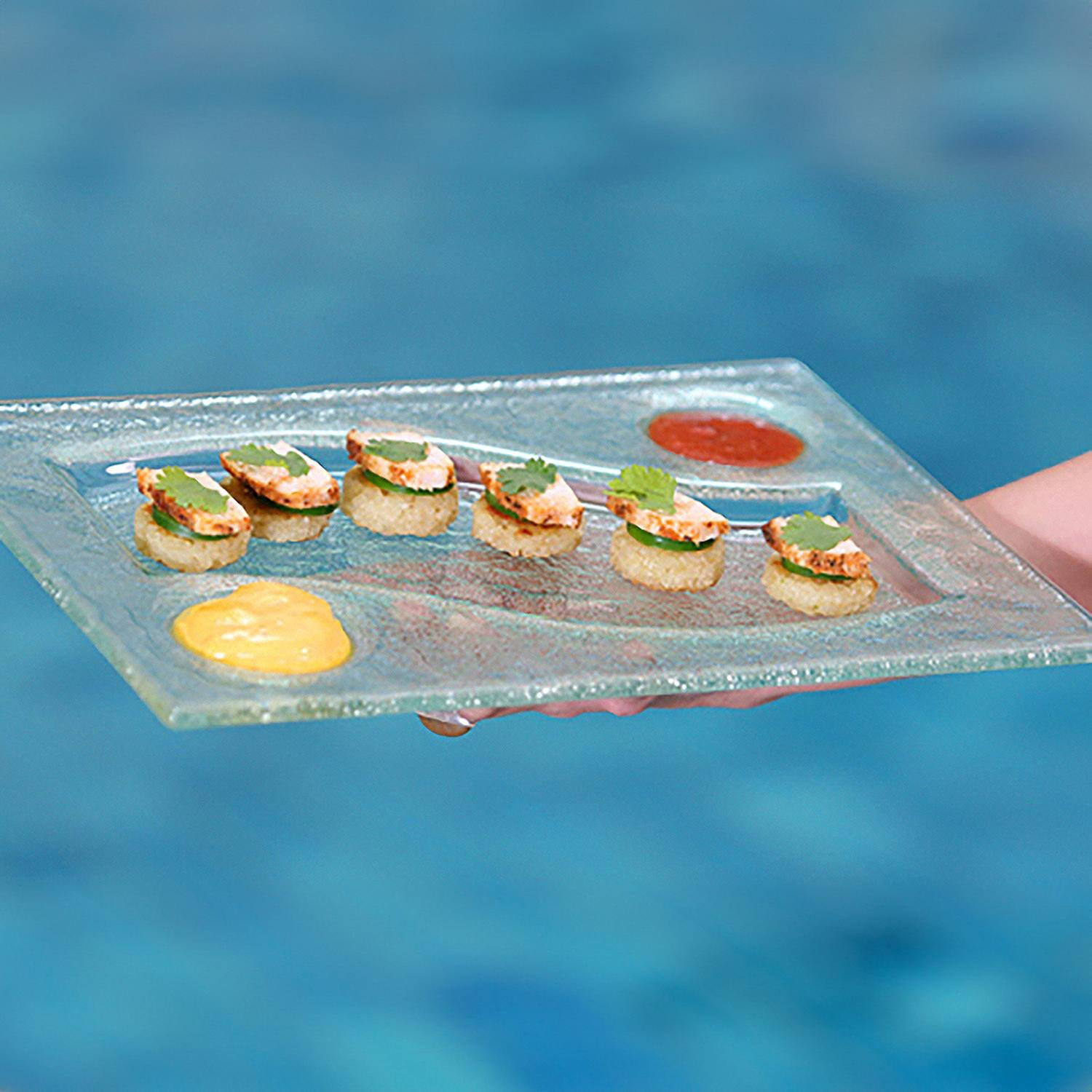 Turgla Home Glass Dinnerware 12.25" x 8.75" Rectangular Clear Glass ...