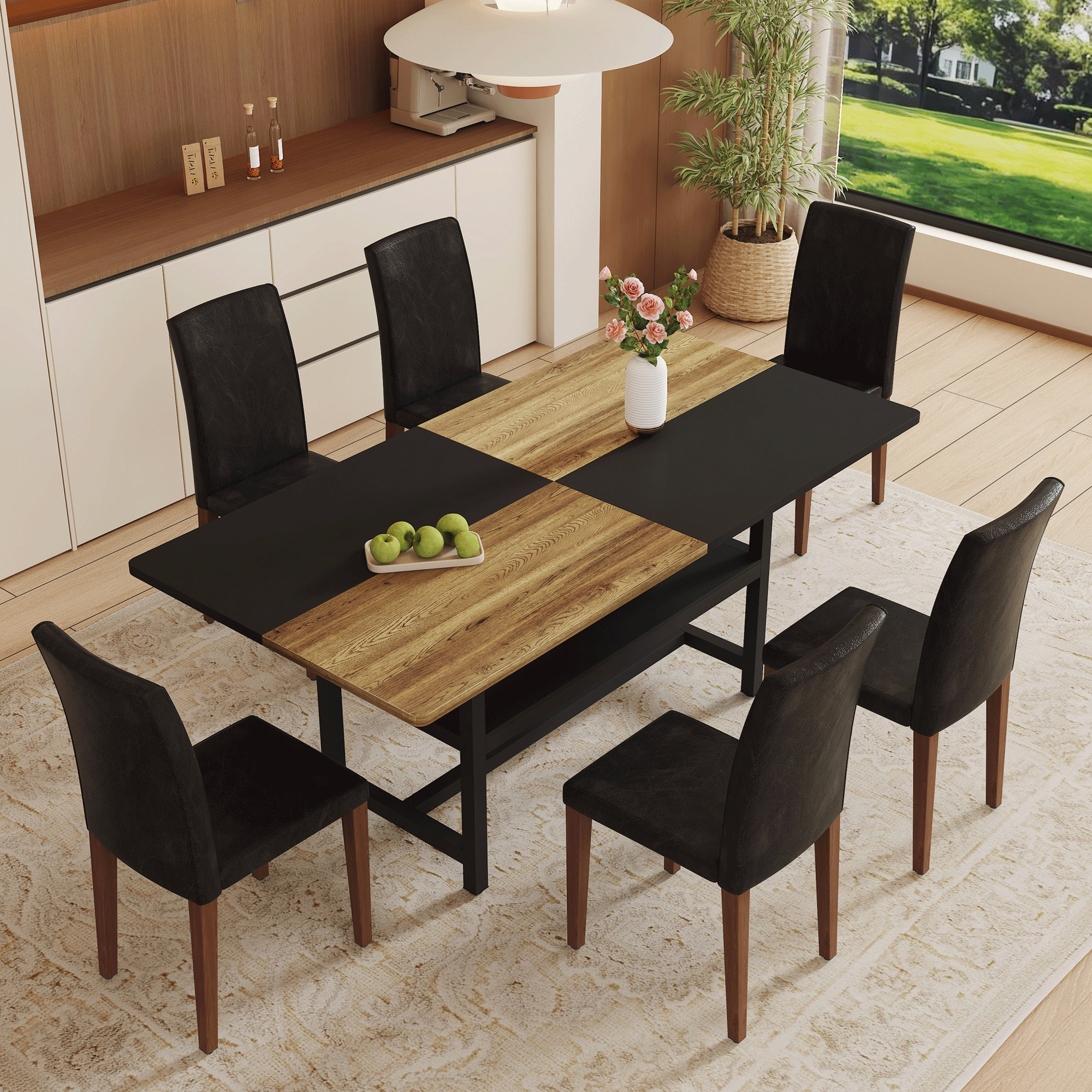 George Oliver Table and chair set.71*35.4 inch Wooden And Spliced ...