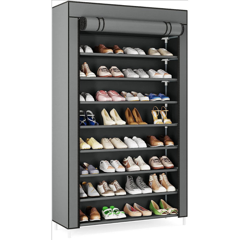 Rebrilliant 10 Tier Shoes Rack Organizer With Cover & Reviews | Wayfair