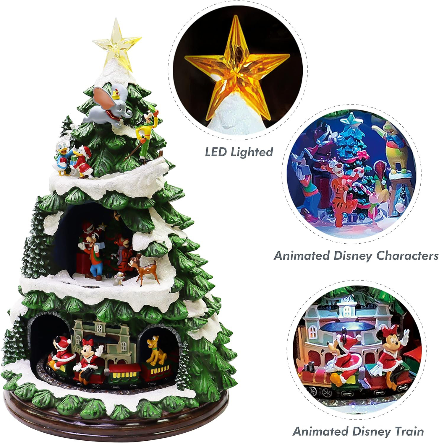 Moments In Time: 17.8"H Animated Disney Christmas Tree (Train) - LED, 8 ...