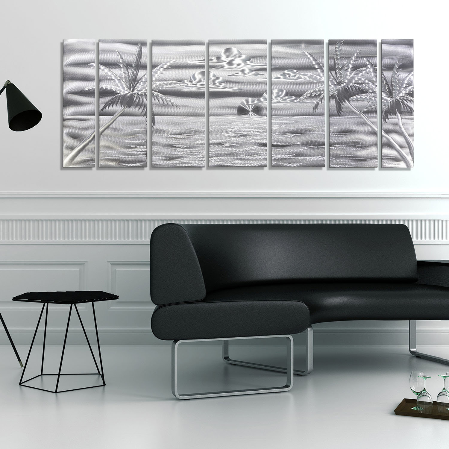 Rosecliff Heights Castaway Silver Panels Metal Wall Art - 7 Panels 68 ...