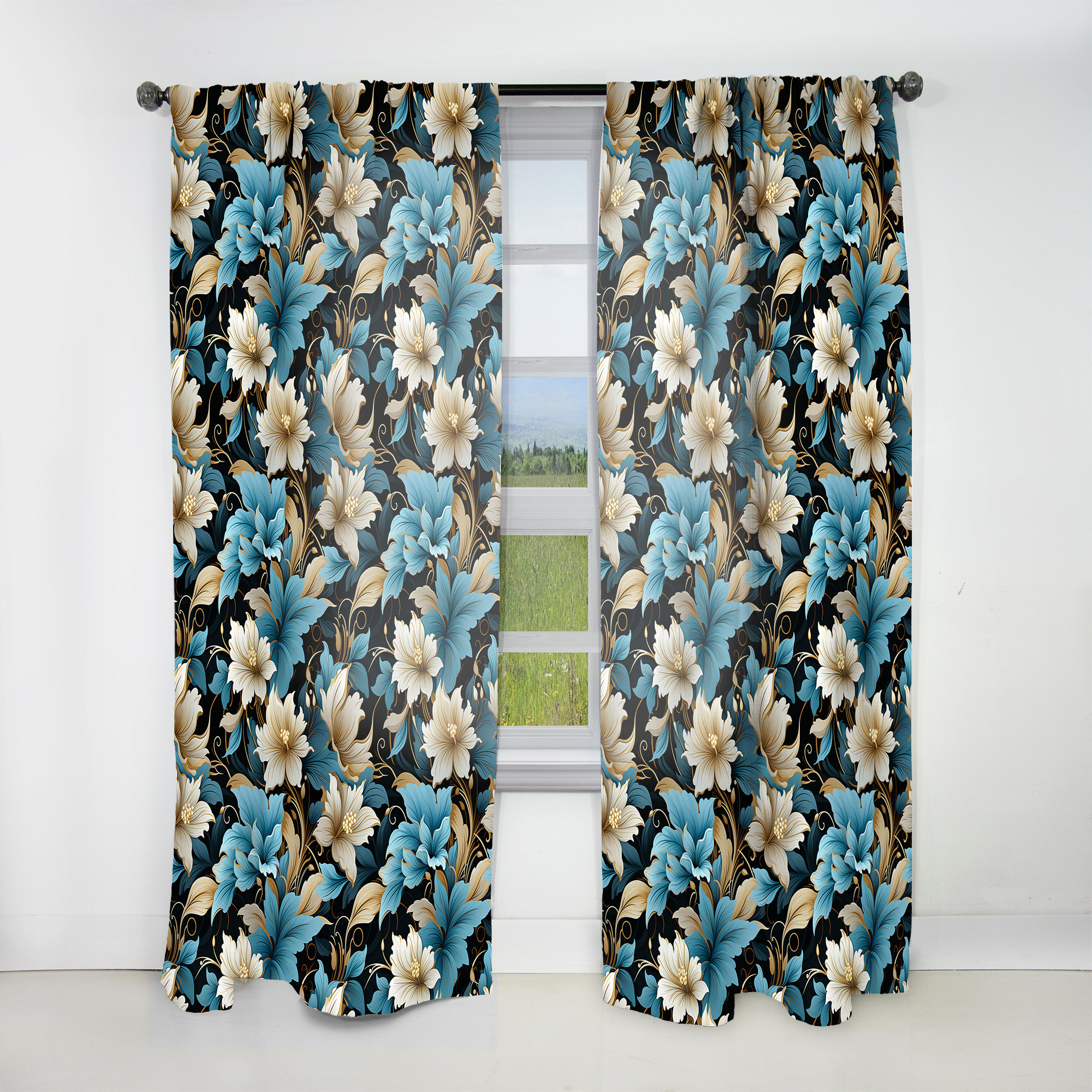 Design Art Zen Tranquility Paisley Pattern II - Floral Curtain - Room ...