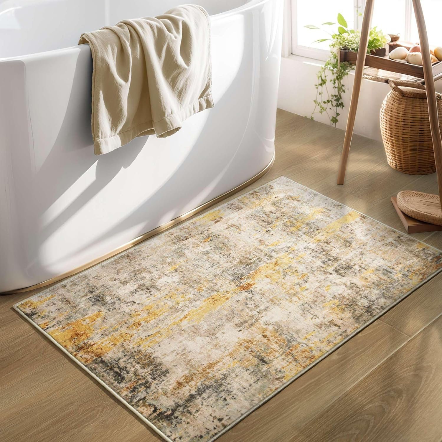 17 Stories Entryway Rug 3X5 Beige Bedroom Area Rug Washable Non Slip ...