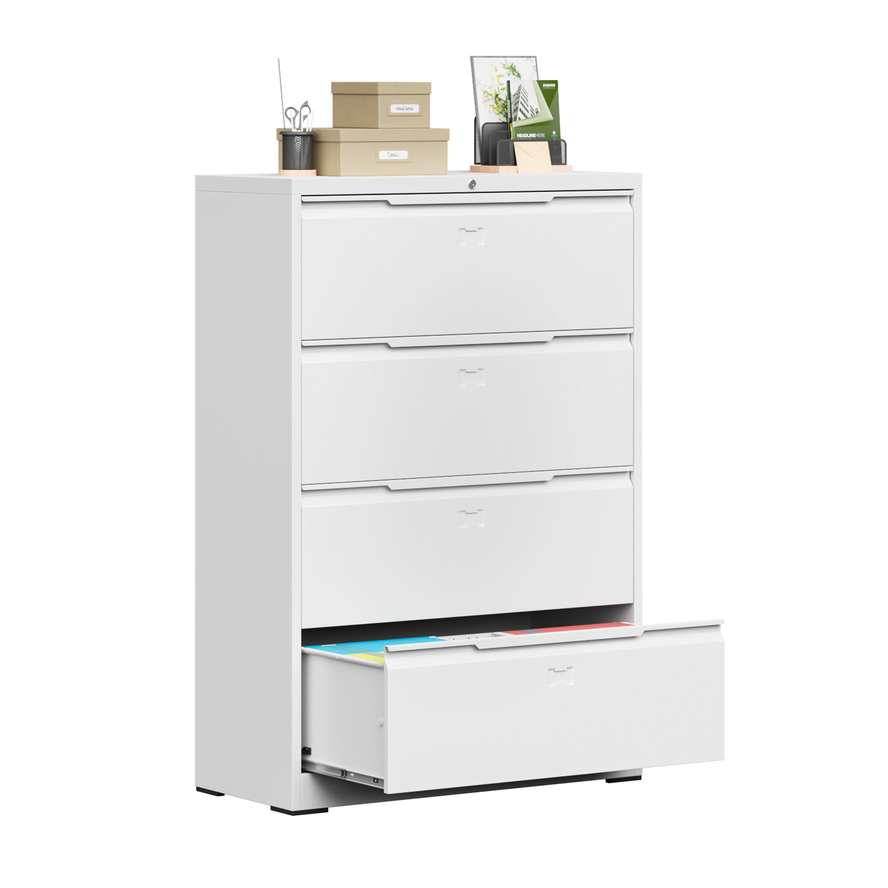 Inbox Zero Cadell 35.4'' Wide 4 -Drawer File Cabinet | Wayfair