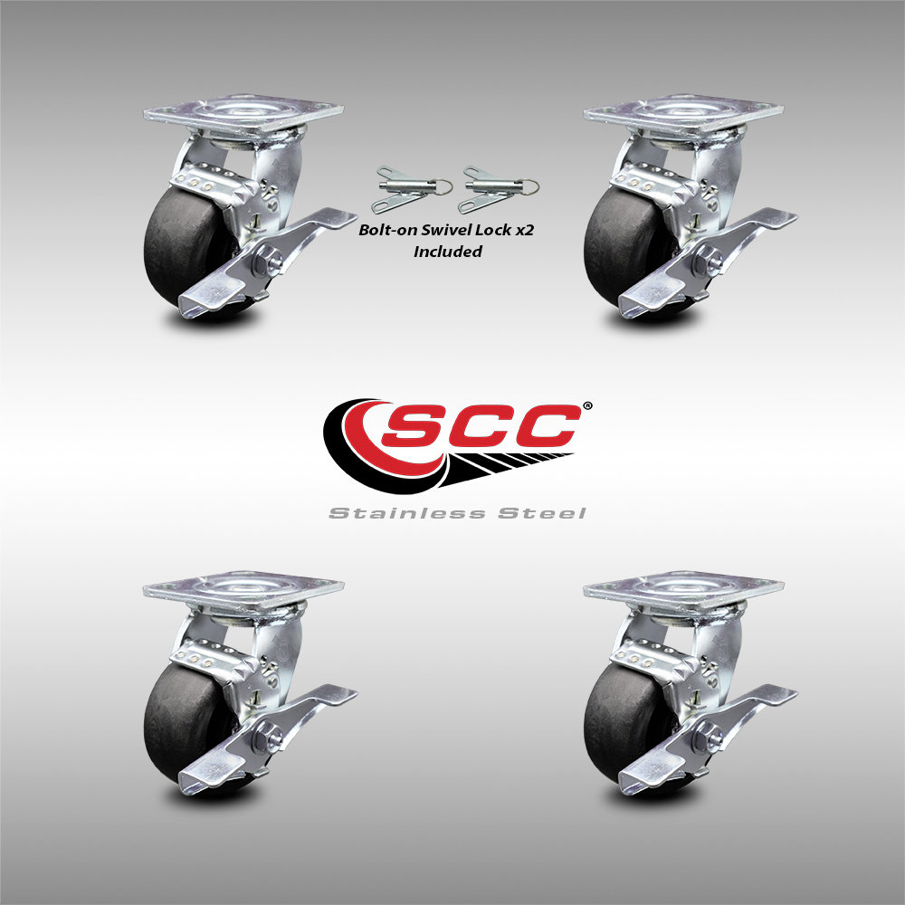 Service Caster 4 Piece Glass Filled Nylon Caster Set | Wayfair