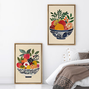 wall26 Kitchen Vibrant Fruits Illustrations Rustic French Country Decor ...