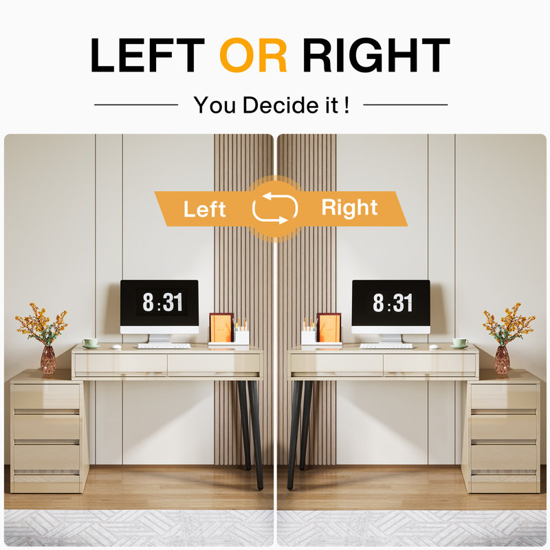 TribeSigns Adjustable Computer Desk with 5 Drawers, Modern Home Office ...