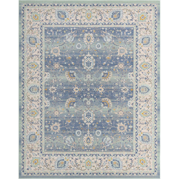 Bungalow Rose Hillen Performance French Blue Rug & Reviews | Wayfair