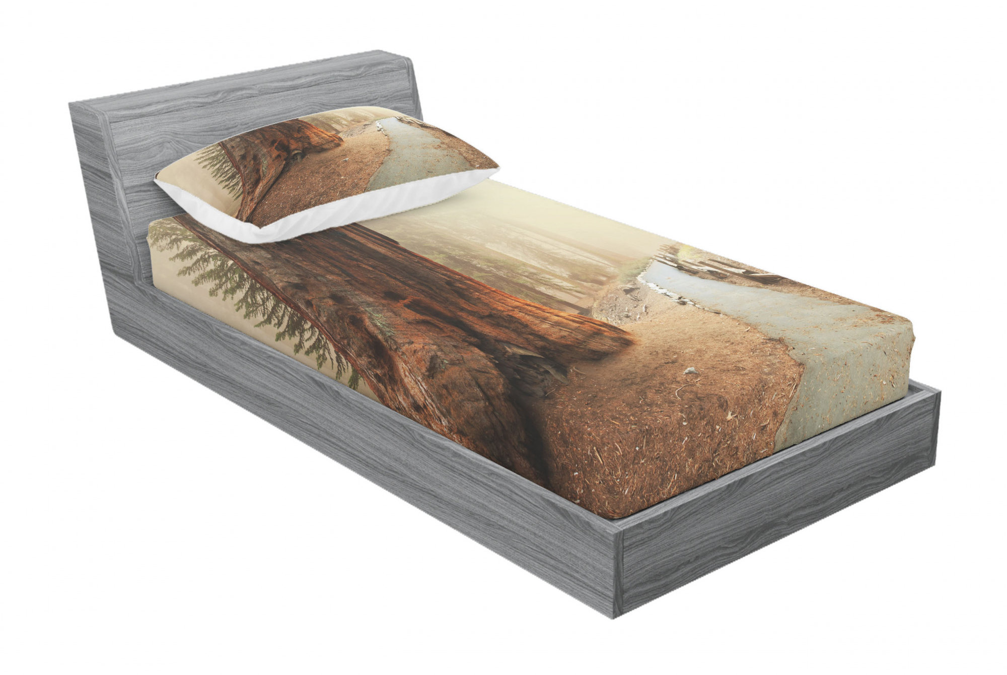 Ambesonne Forest with Serene Giant Tree Body in the Foggy Forest ...