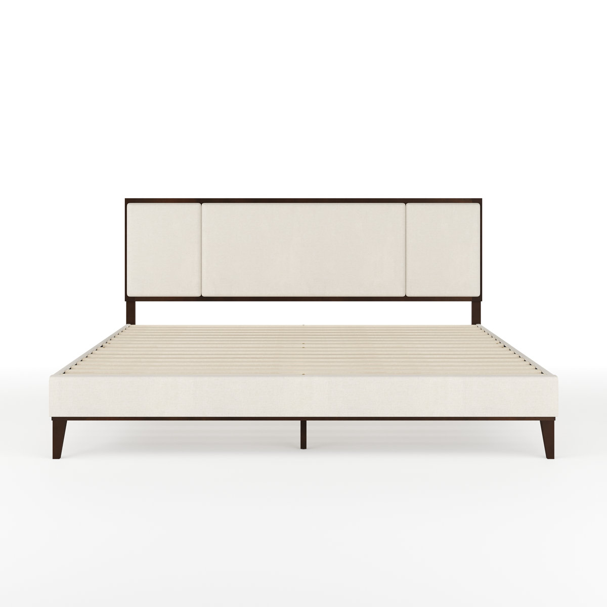 Martha Stewart Jett Wooden Platform Bed With Upholstered Base And ...