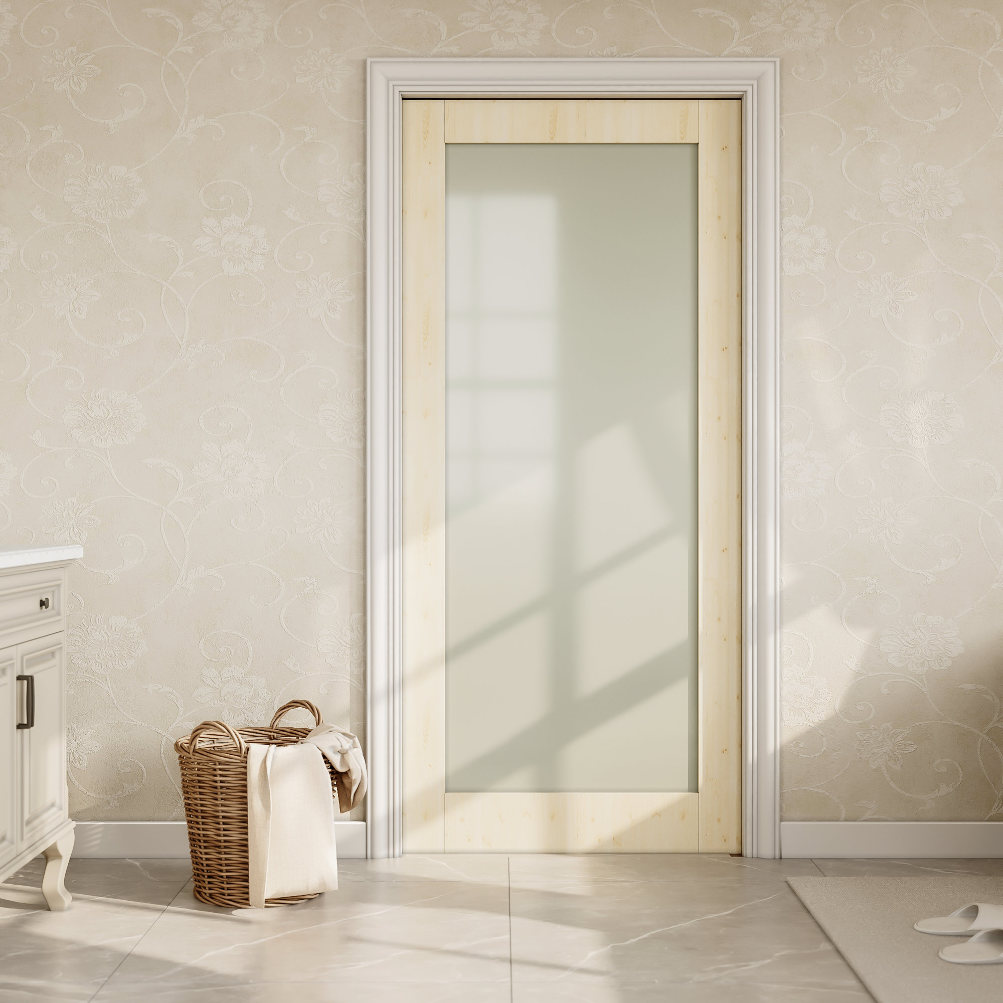 Home Worthy 1-Lite Frosted Pocket Door Pine Solid Core Sliding Pocket ...