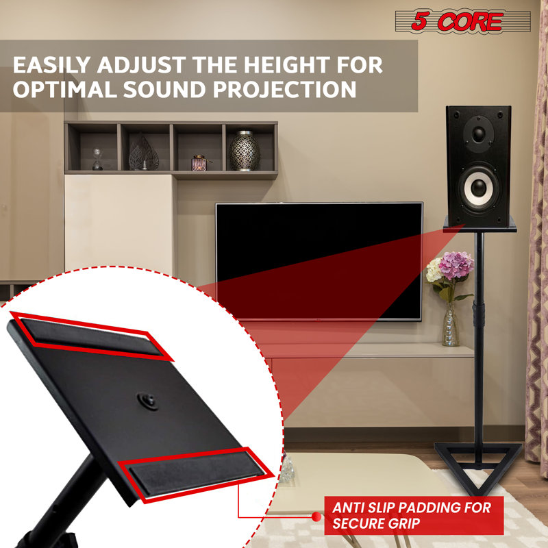 5 Core Speaker Stands Pair Three Point Triangle Base Studio Monitor ...