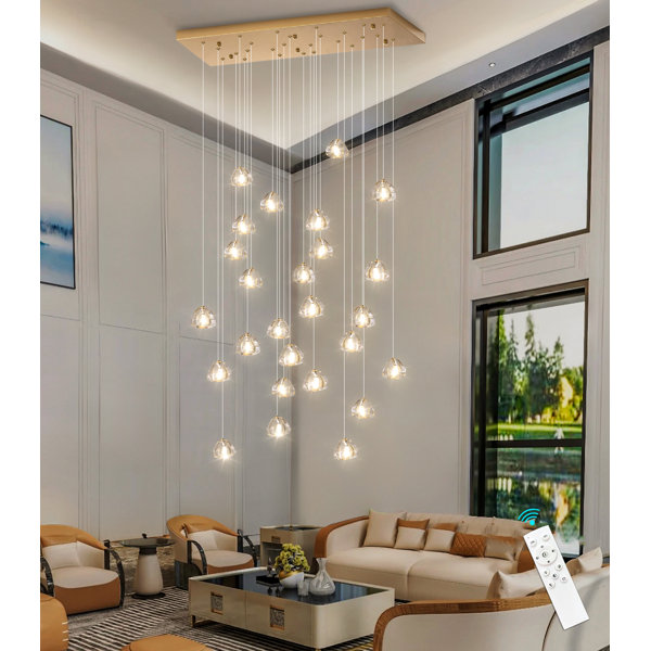 Everly Quinn 26-lights Rectangular Crystal Chandeliers Led Dimmable ...