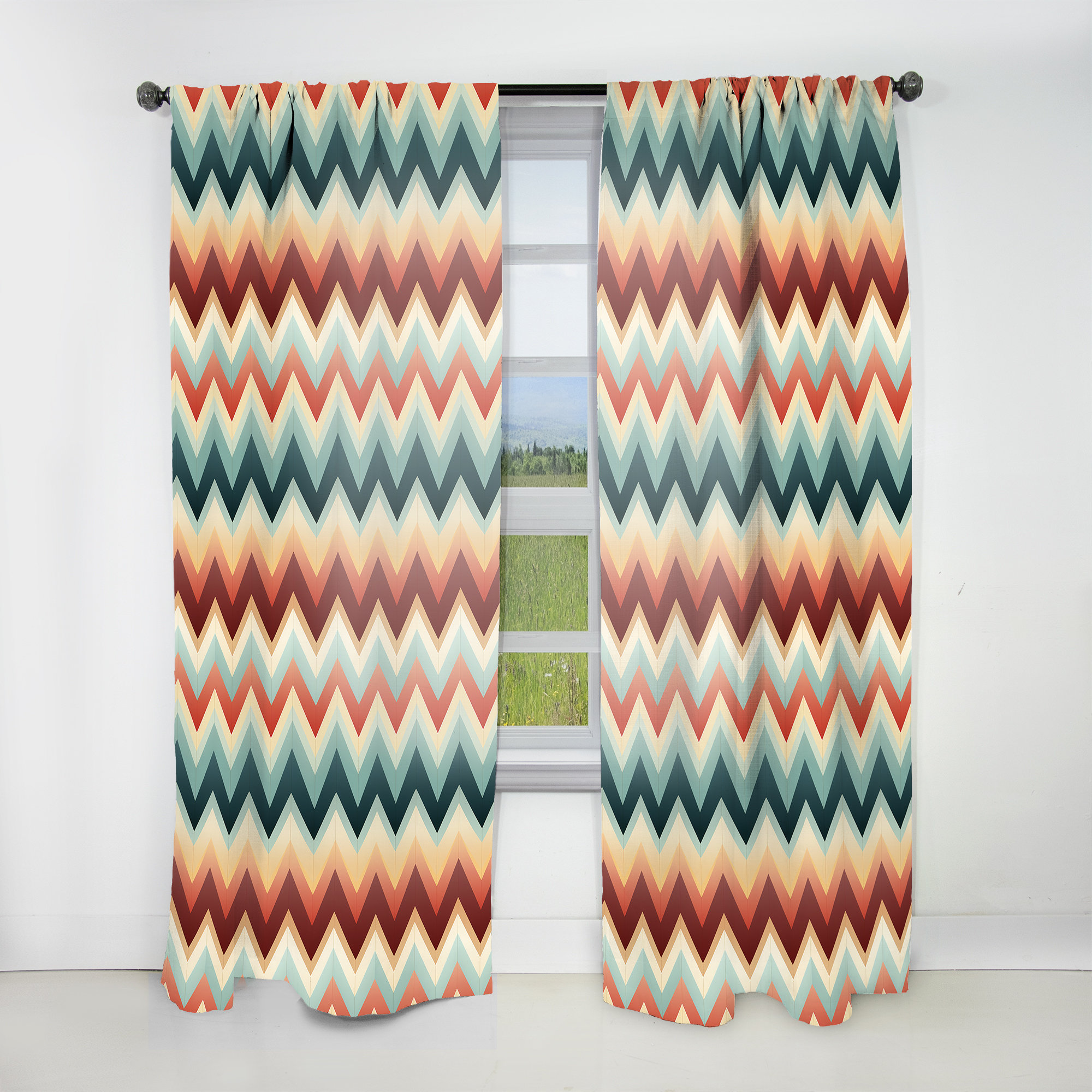 Design Art Soft Color Vintage Multicolor Chevron - Chevron Curtain ...