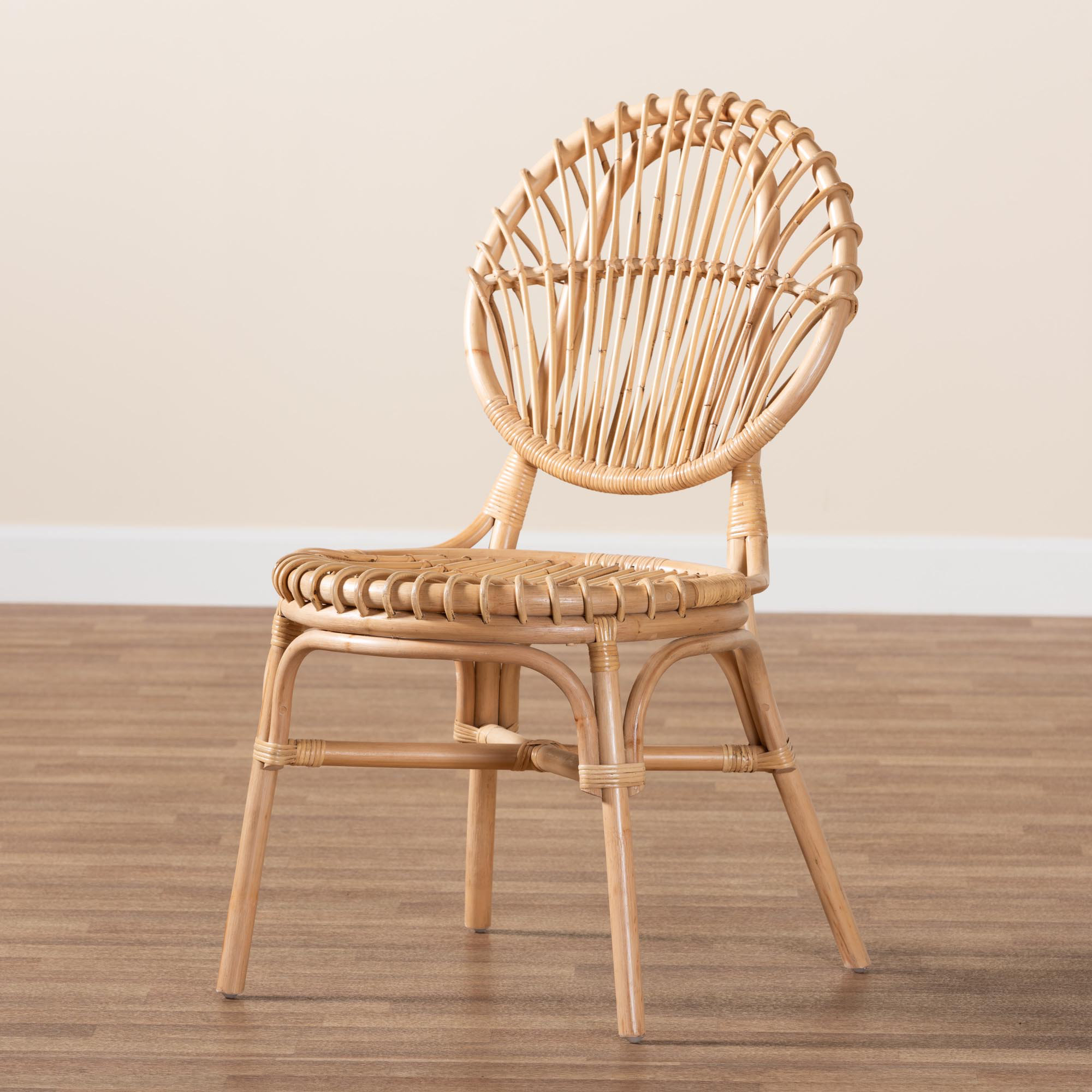 Beachcrest Home™ Bridget King Louis Back Rattan Side Chair in Natural ...