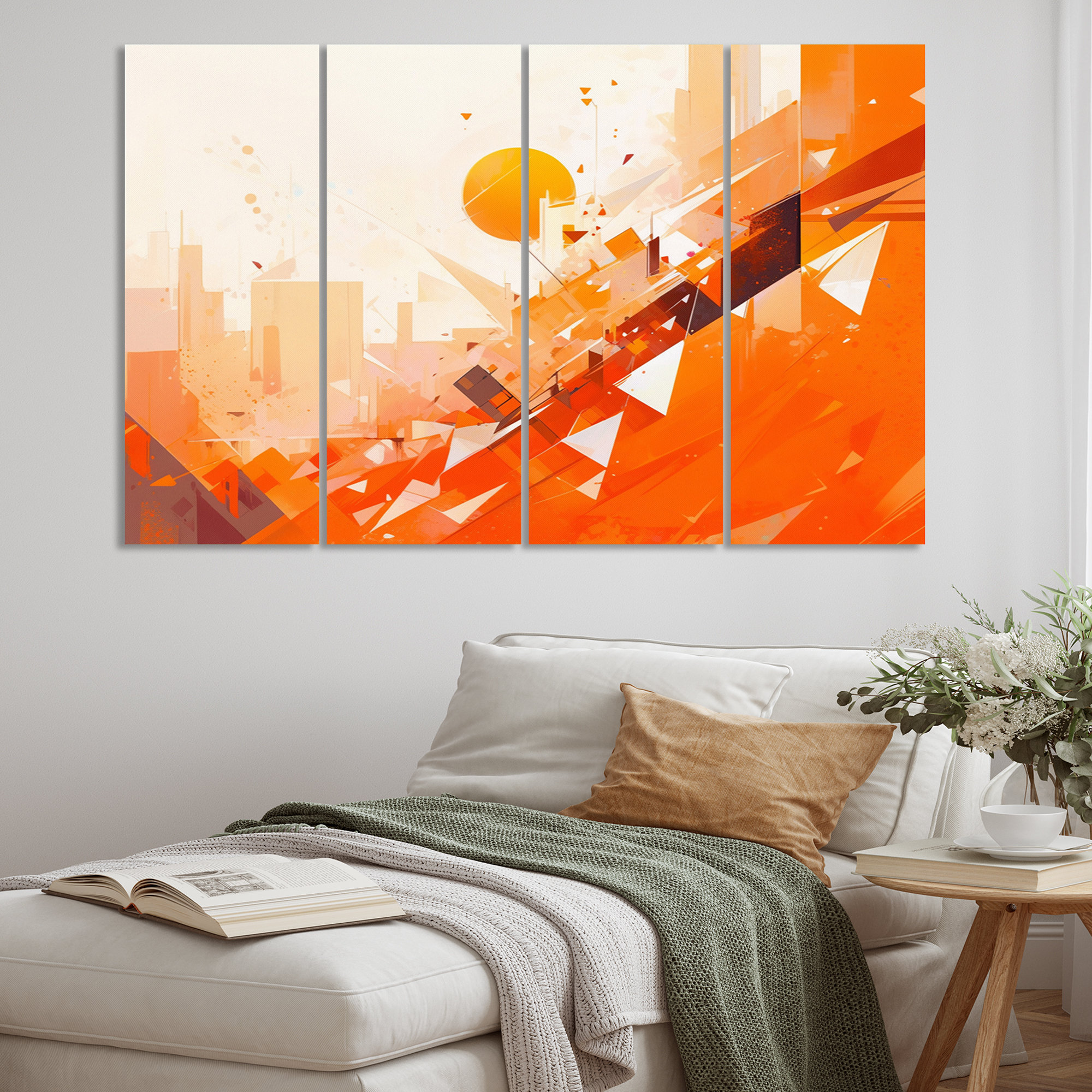 Wrought Studio™ Orange Yellow Shattered Realities - Cubism Metal Wall ...