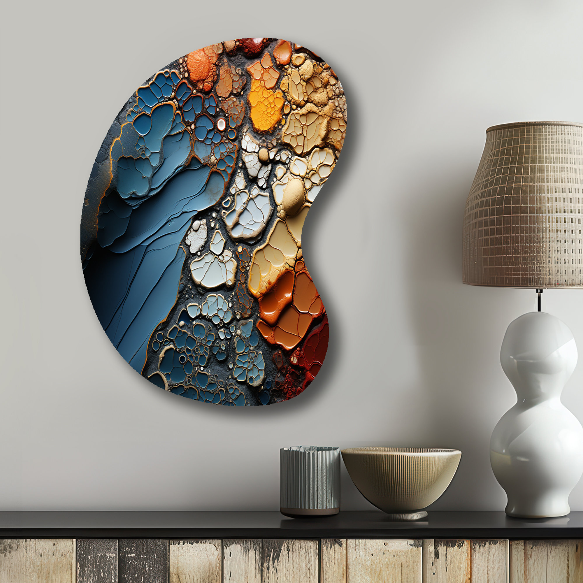 Design Art Blue and Orange Fluid Movements - Unique Shape Abstract ...