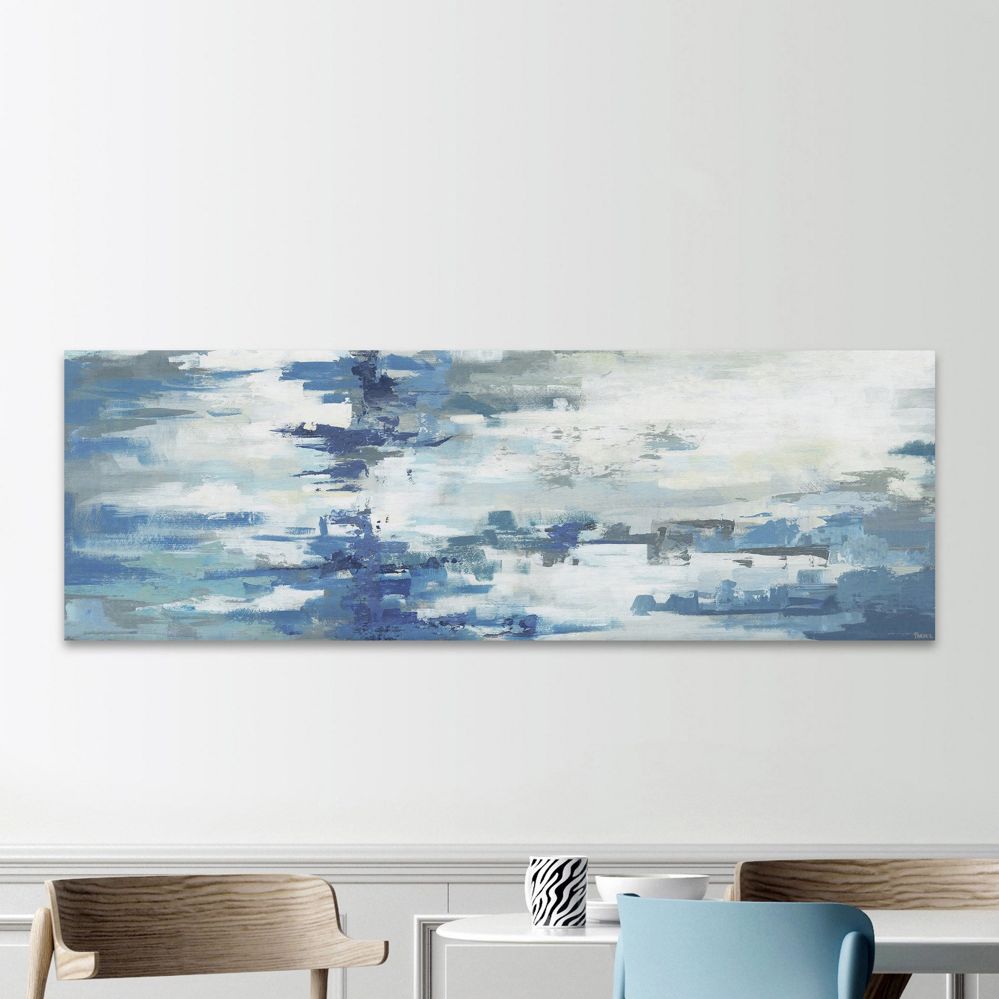 Williston Forge 'Elongated Blue Hues' Print on Wrapped Canvas | Wayfair