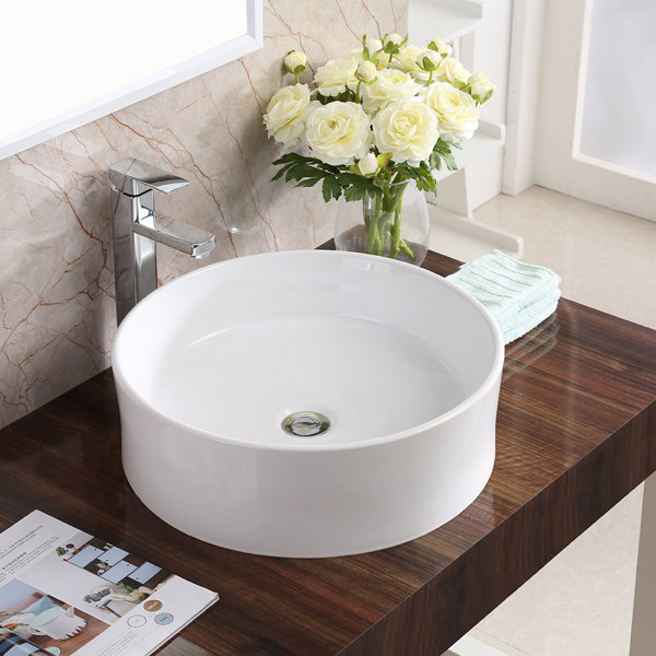 Karran Valera 18 In. Vitreous China Round Vessel Bathroom Sink ...