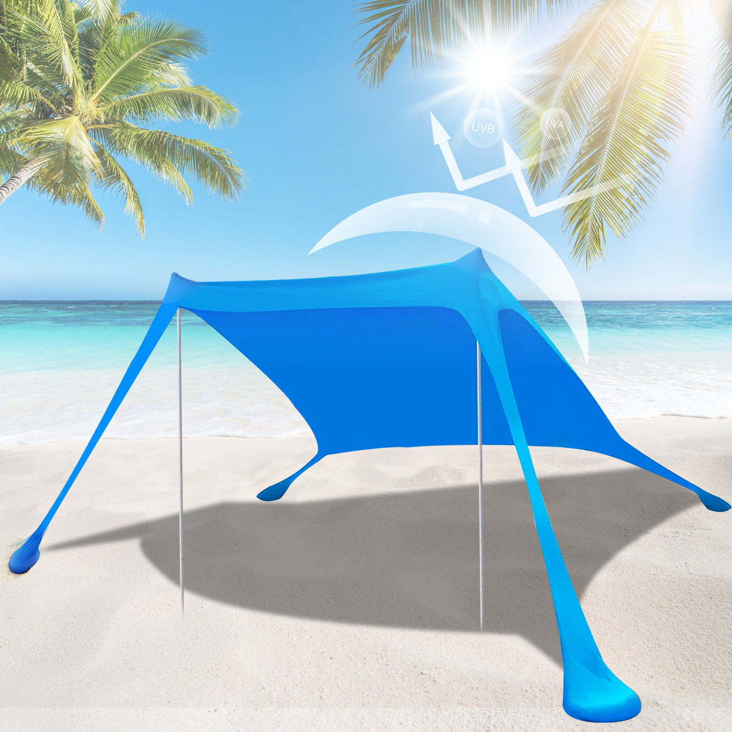 Edge Collections 9.8x9.8FT Foldable Beach Canopy Tent Collapsible Sun ...