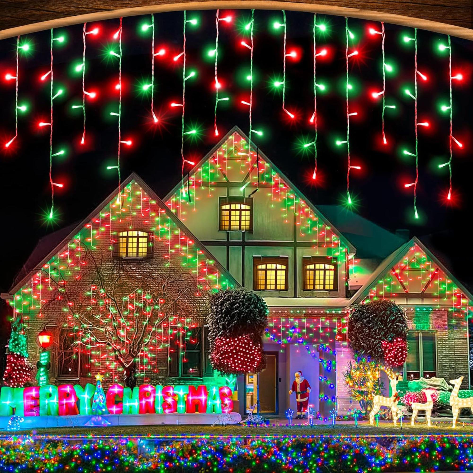 Latitude Run® 33Ft Red And Green Christmas Lights, 400 LED Icicle ...