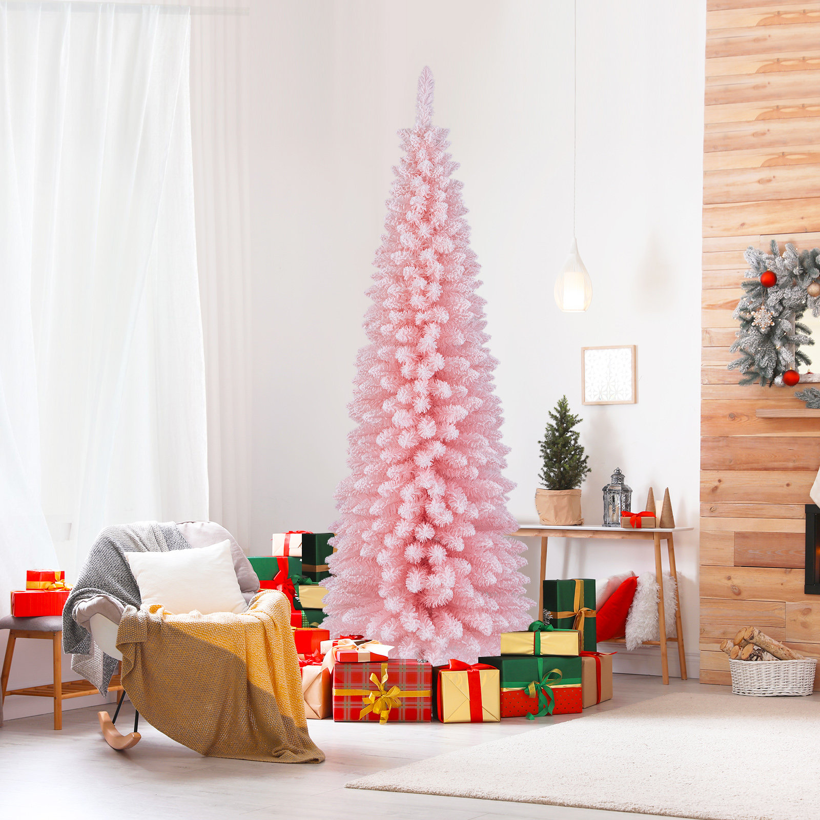 The Holiday Aisle® 6 FT Slim Christmas Tree Artificial Xmas Tree with ...