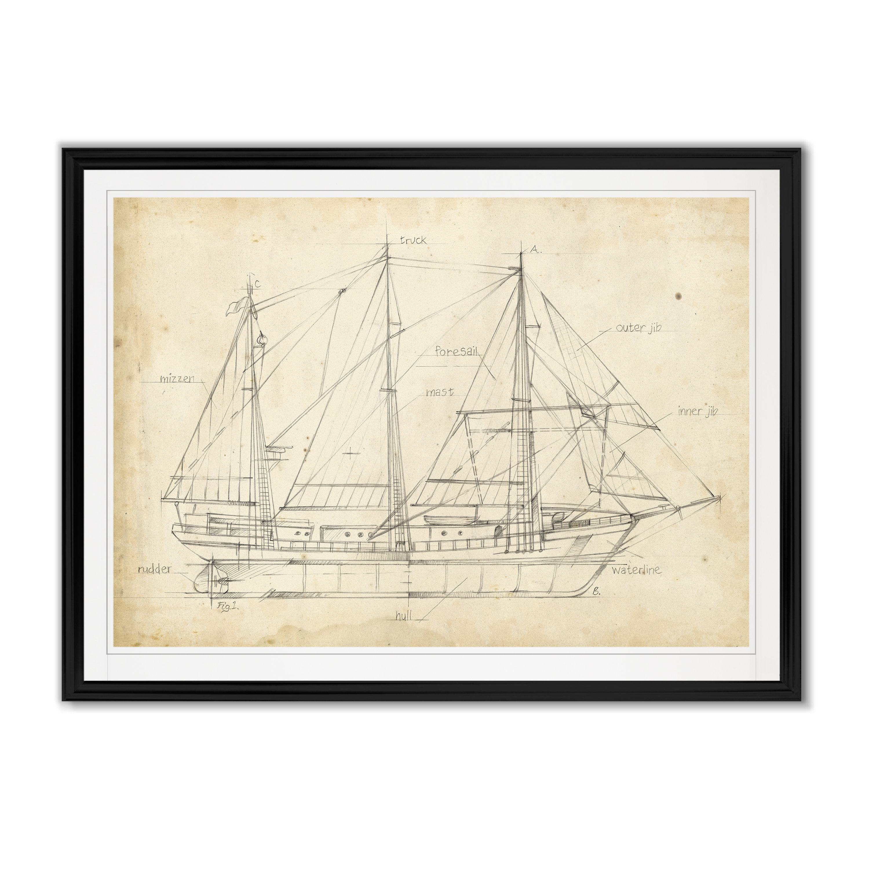 Breakwater Bay 'Sailboat Blueprint II' Print on Canvas - Wayfair Canada