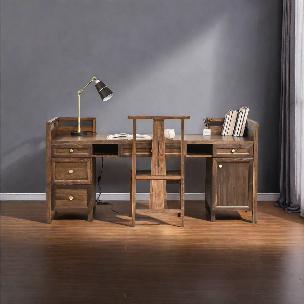 Loon Peak® Chinese style grand solid wood desk and chair set | Wayfair