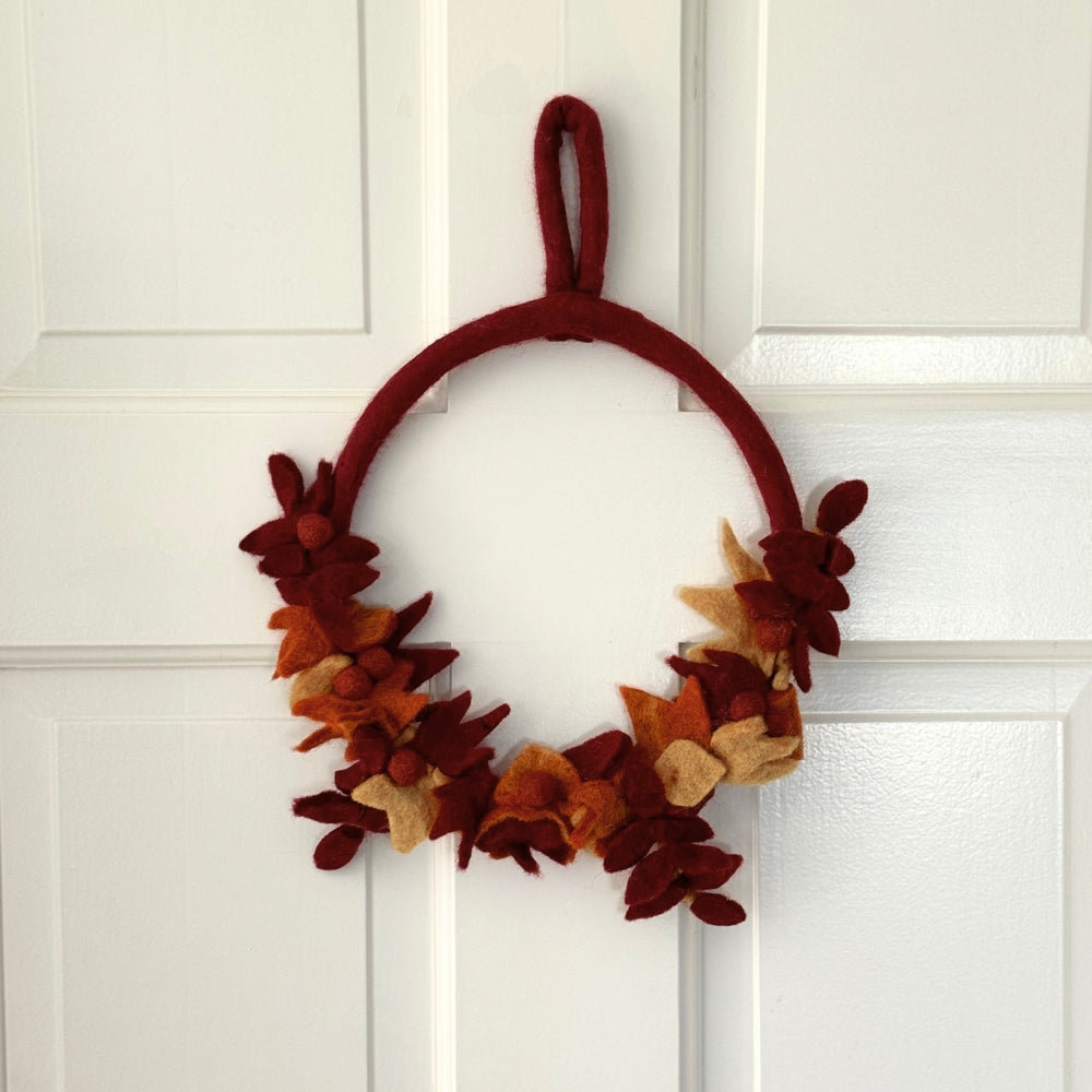 Humble Hilo Handmade Felt Flower, Half Round Autumn Wreath | Wayfair