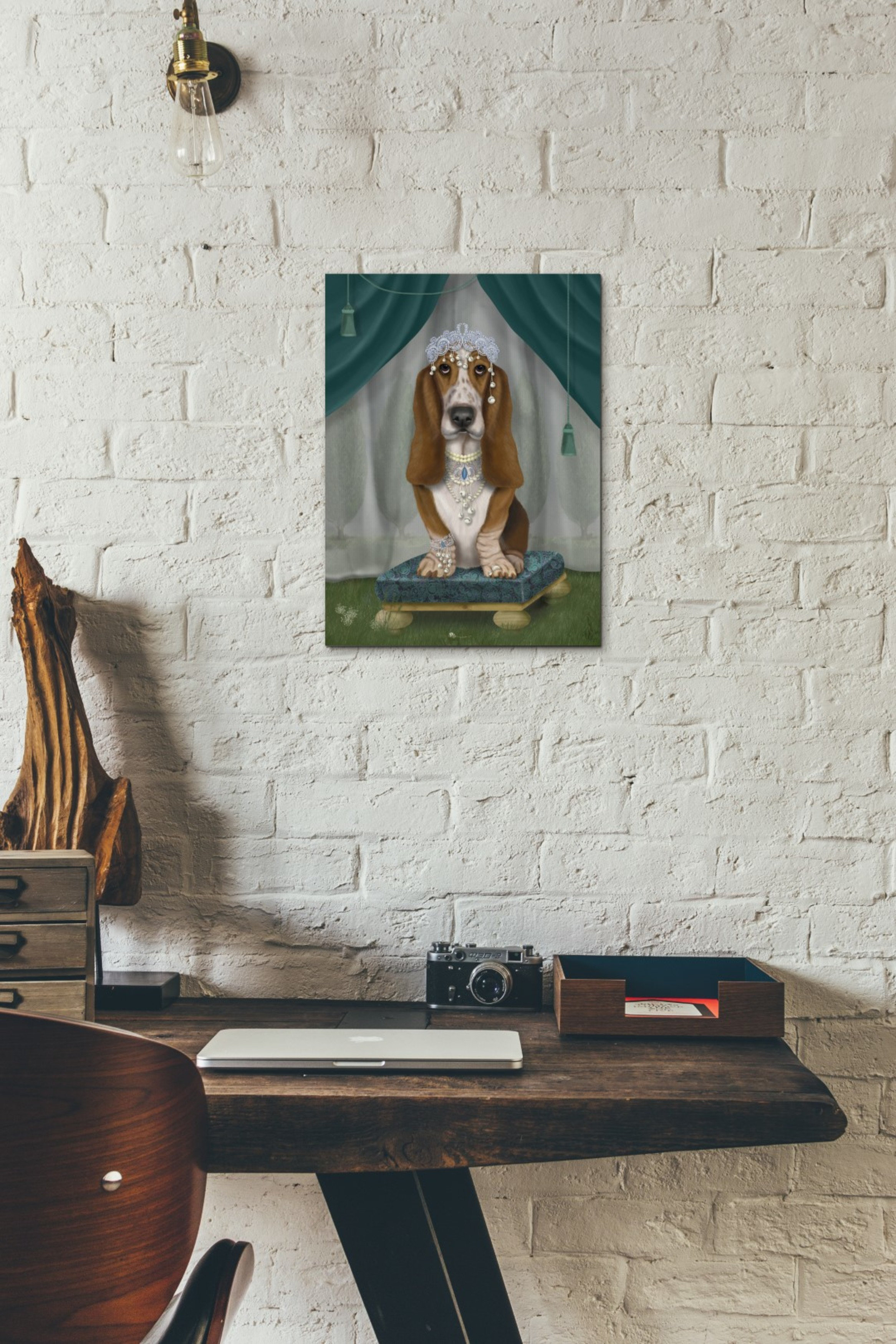 Red Barrel Studio® Basset Hound And Tiara - Wrapped Canvas Graphic Art ...