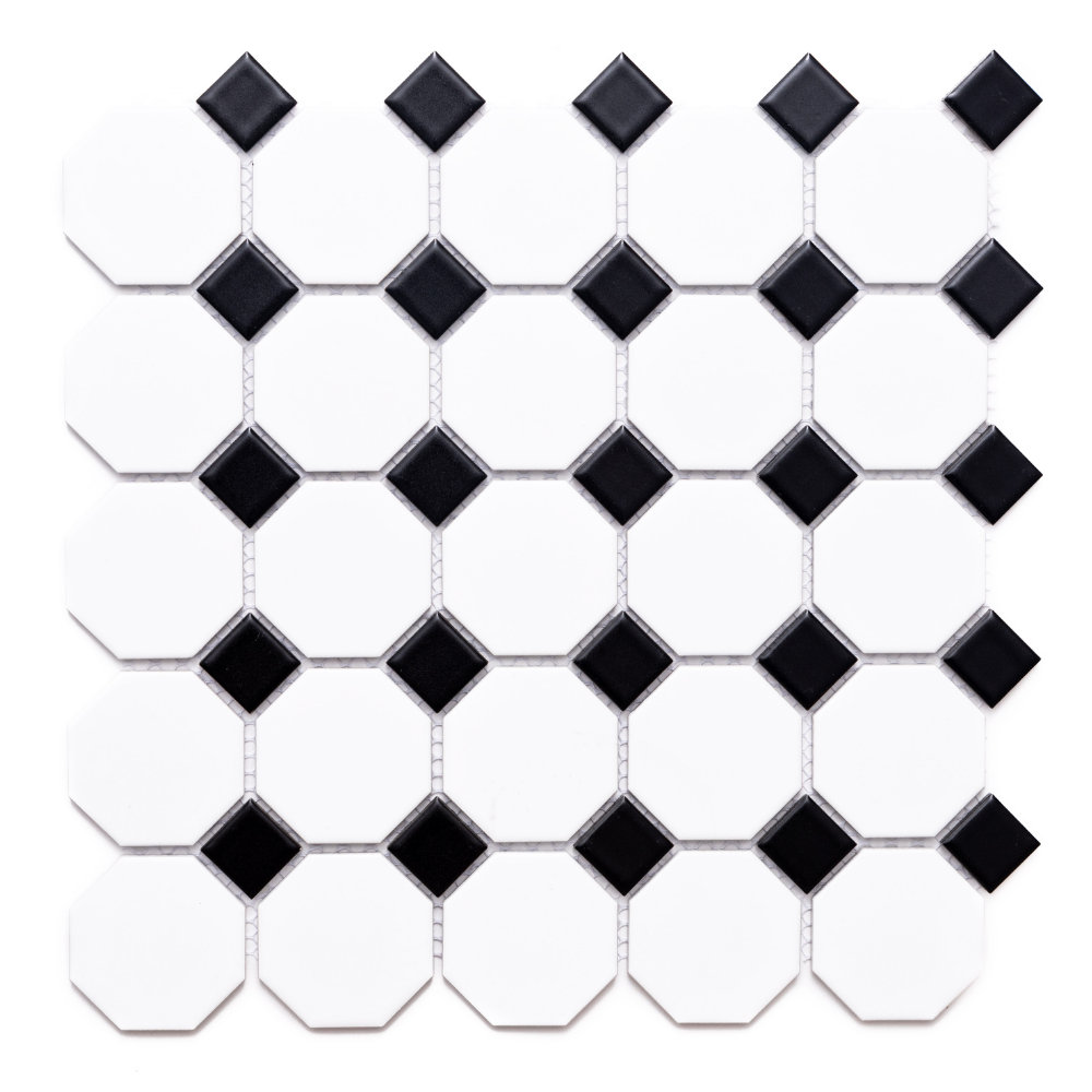 The Tile Life Check 12" x 12" Porcelain Mosaic Tile Sheet | Wayfair