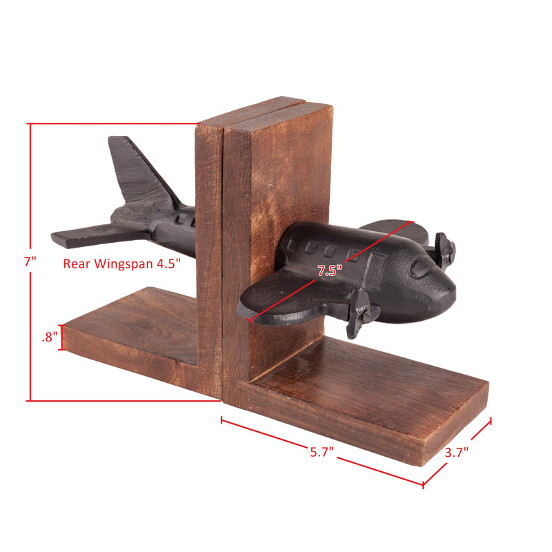 Red Barrel Studio® Airplane Metal and Wood Non Skid Bookends & Reviews ...
