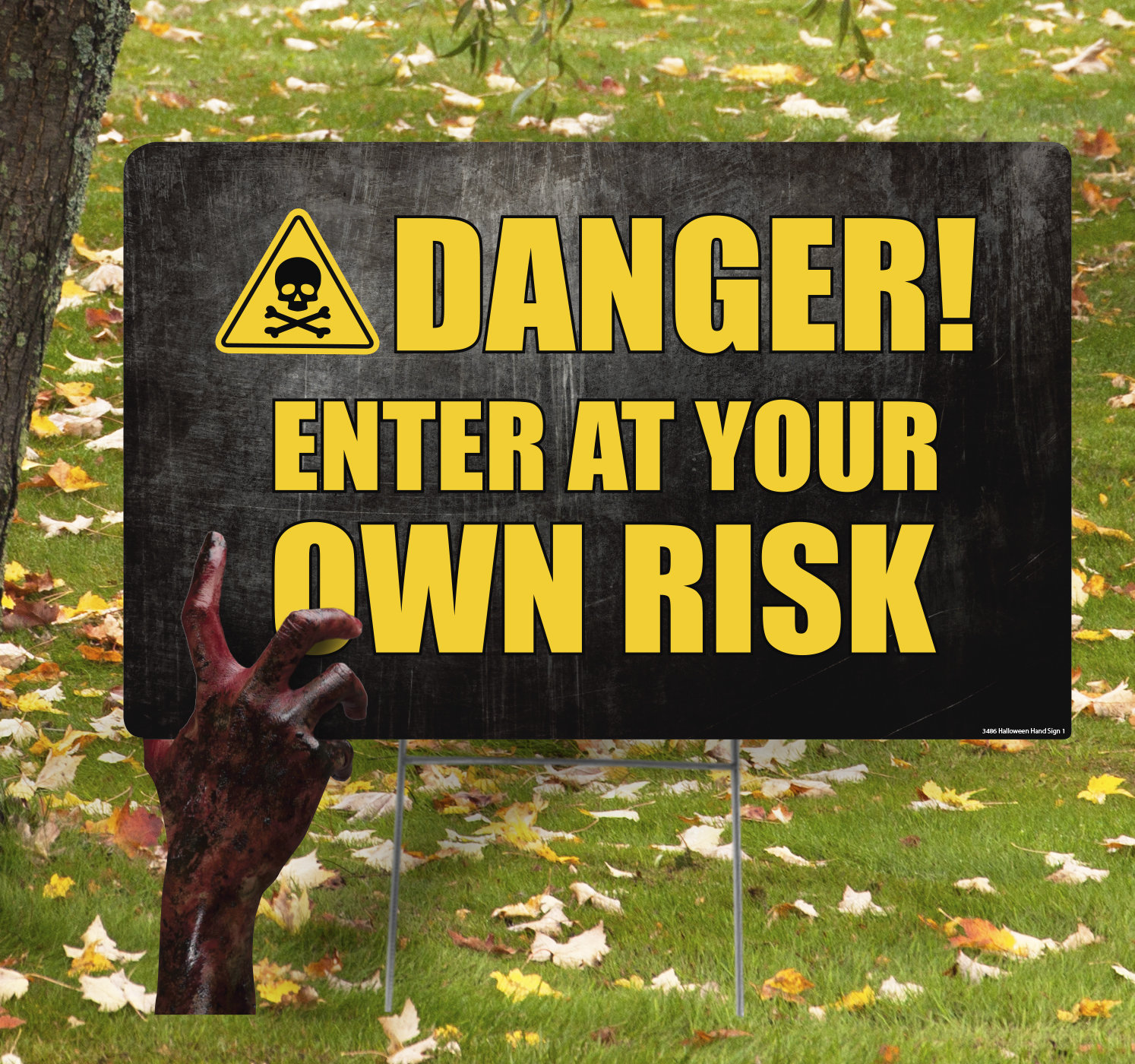 The Holiday Aisle® Danger Halloween Hand Yard Sign 1 Garden Stake | Wayfair
